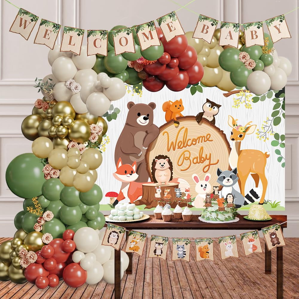 Woodland Animals Welcome Baby Party Decorations, Forest Neutral Animal ...