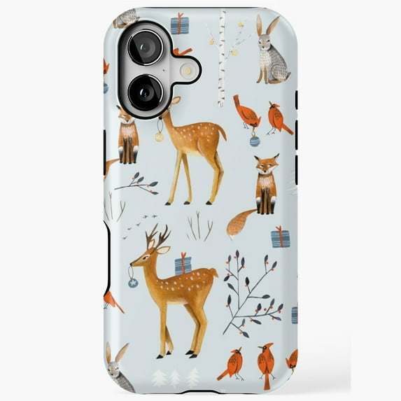 Woodland Animals Winter Snowy Forest Scene for iPhone 17 11 12 13 14 15 ...