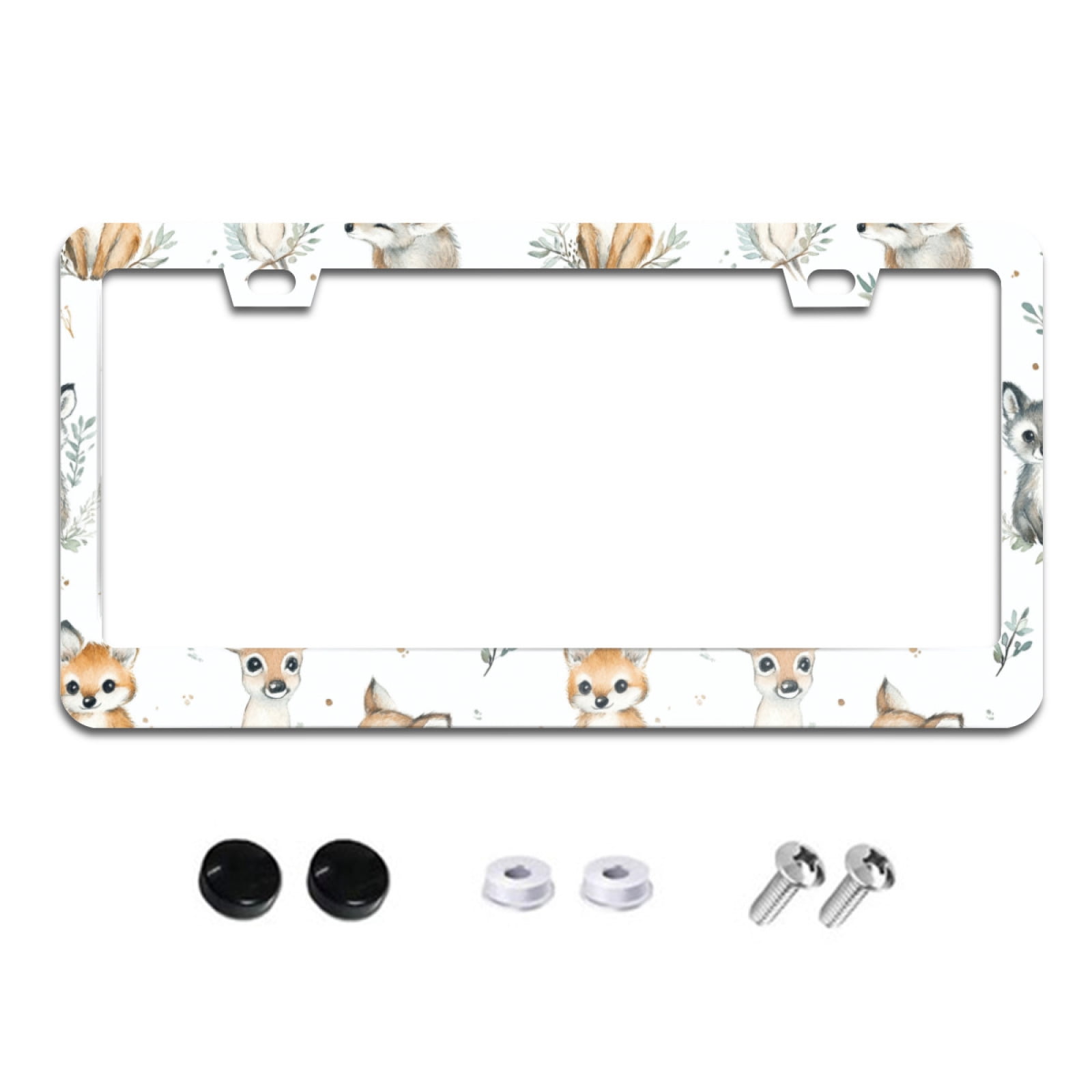 Woodland Animals with Leaves License Plate Frames for Women Men Car ...