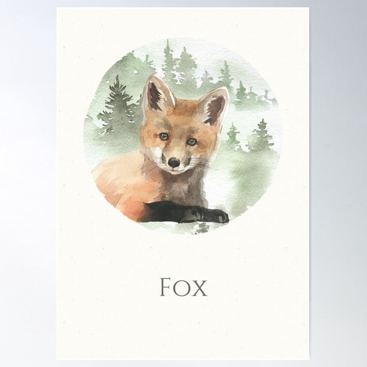 Woodland Baby Fox Poster Wall Art, Modern Wall Decor For Living Room ...