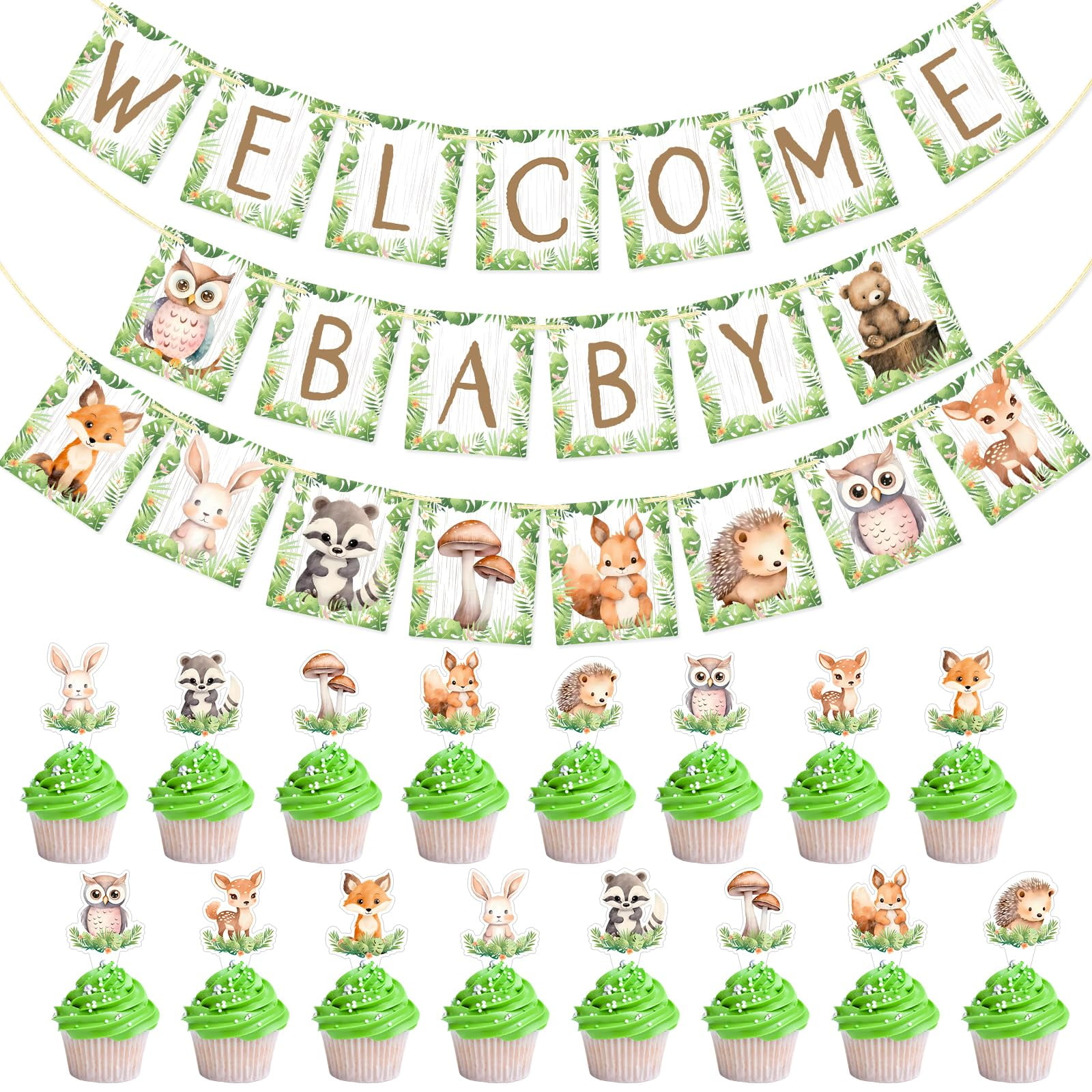 Woodland Baby Shower Banner, Woodland Welcome Baby Banner, Safari ...