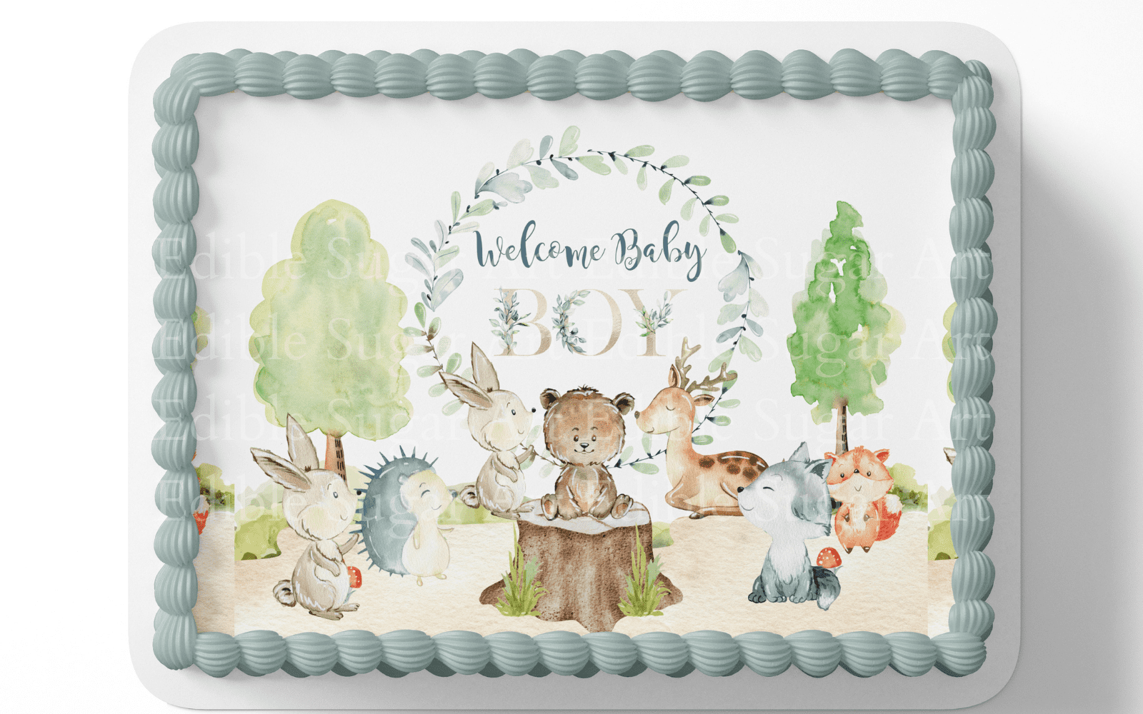 Woodland Baby Shower Cake Topper Edible Image Woodland Decorations ...