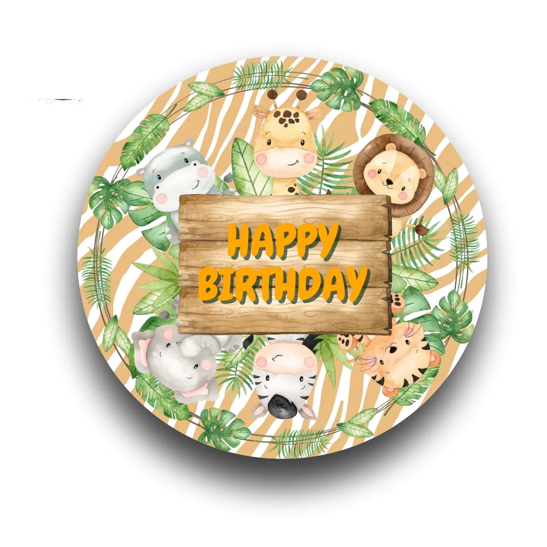 Woodland Baby Shower Circle Round Backdrop Cover Safari Animals Wild ...