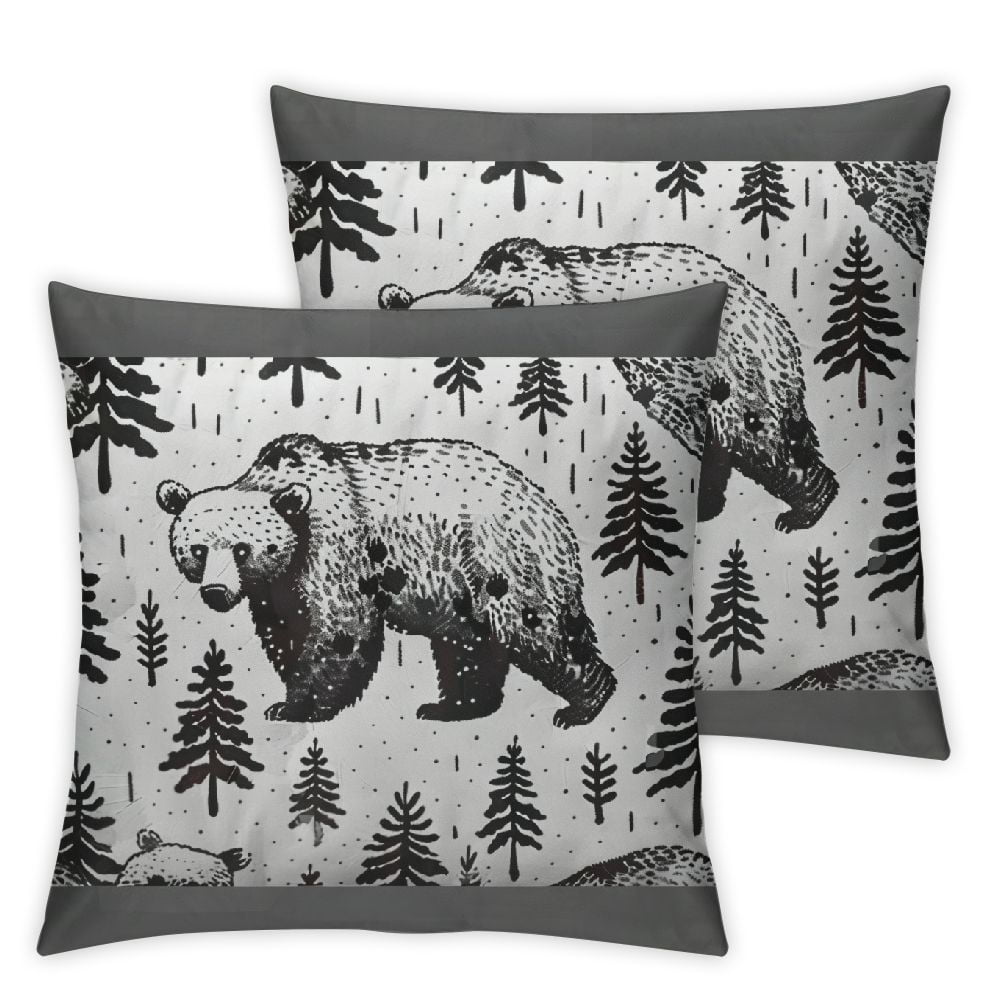 Woodland Bears Throw Pillow Case Rustic Mountain Grizzly Bear Pillow ...