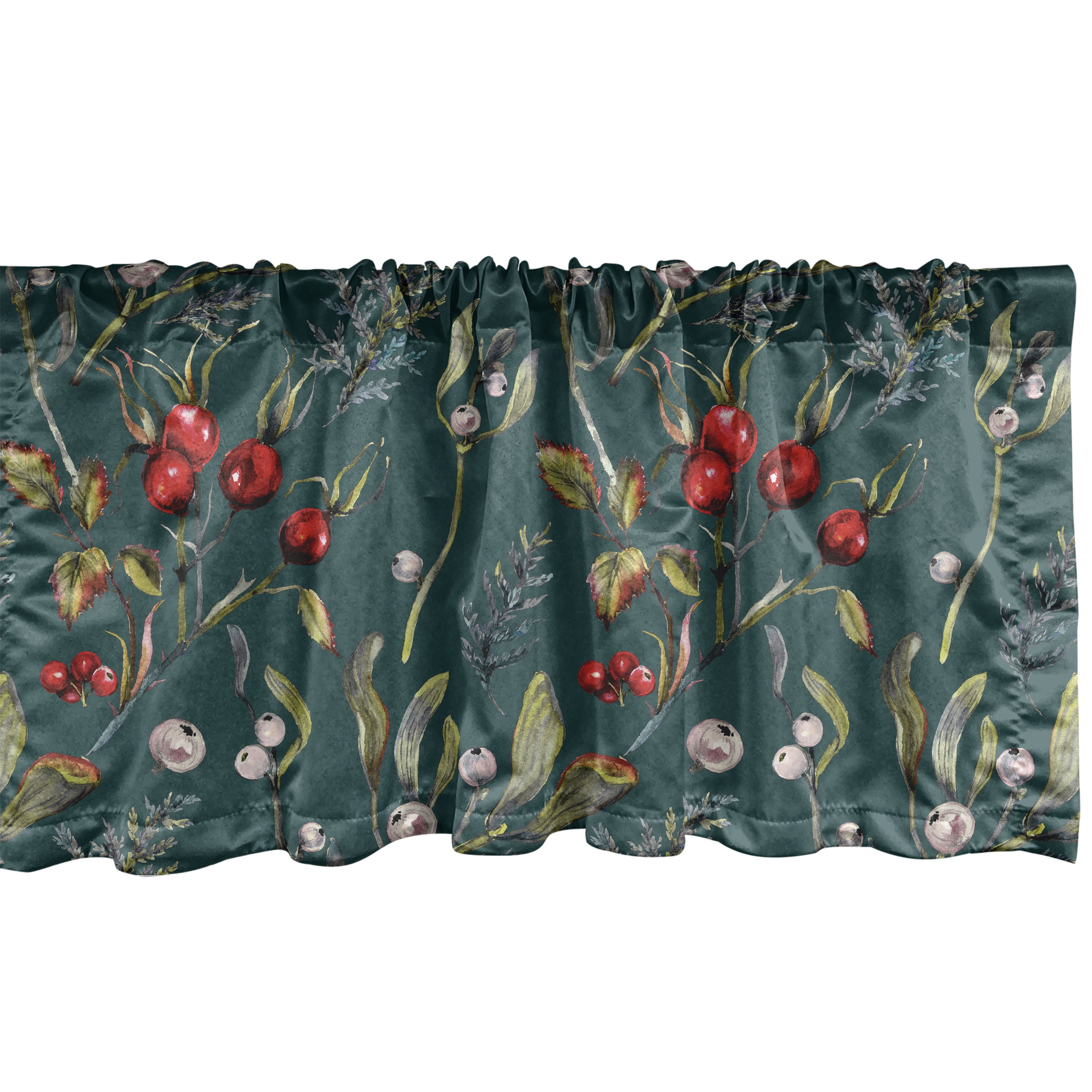 Woodland Boho Window Valance, Wild Nature Themed Berries Pattern with ...