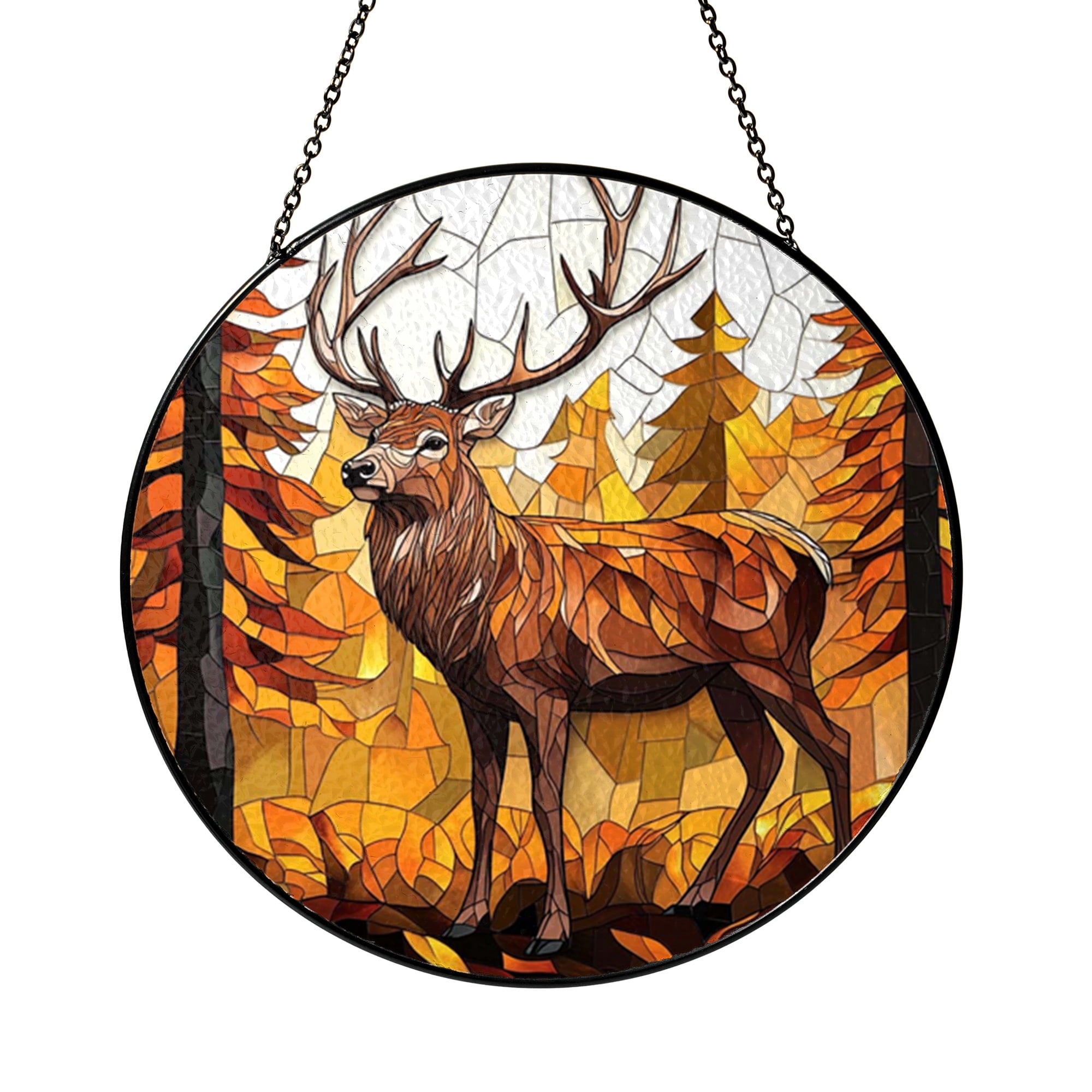 Woodland Buck Deer Round Window Hanging Art2101 - Walmart.com