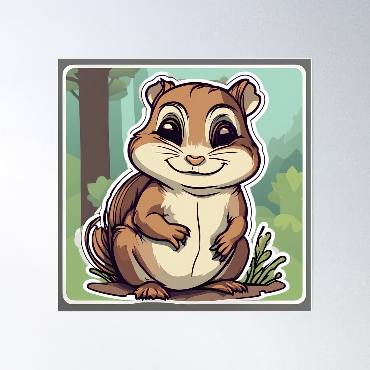 Woodland Chipmunk Poster Wall Art, Modern Wall Decor For Living Room ...