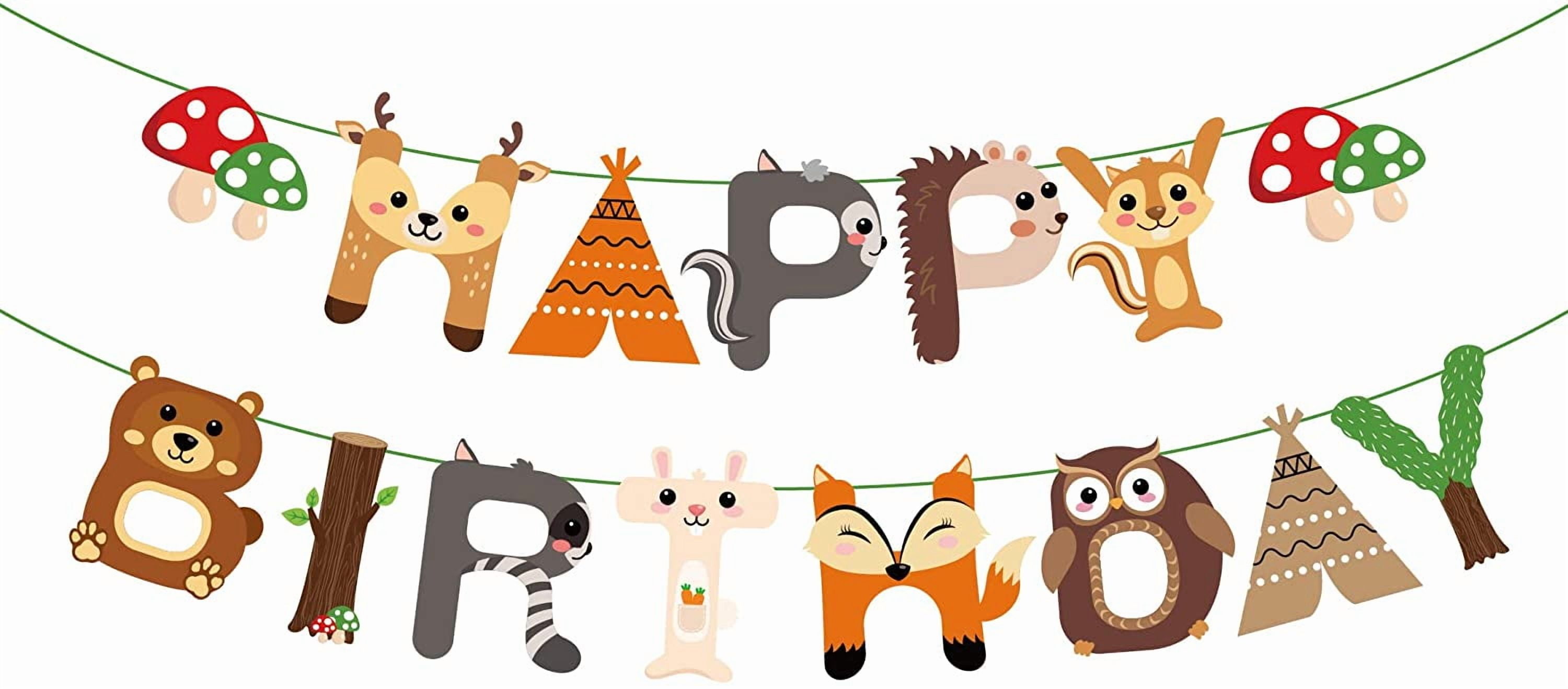 Woodland Creature Birthday Banner,Woodland Animals Happy Birthday ...