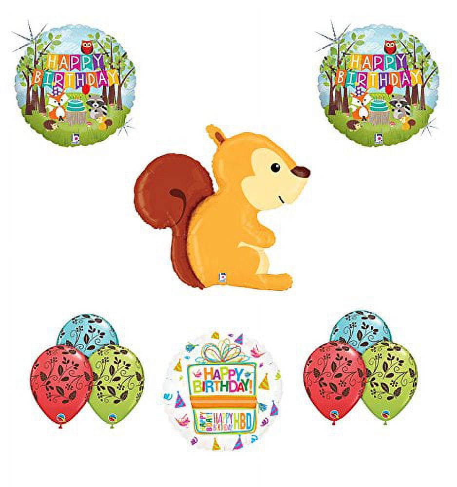 Woodland Creatures Birthday Party Supplies Baby Shower Squirrel Balloon ...