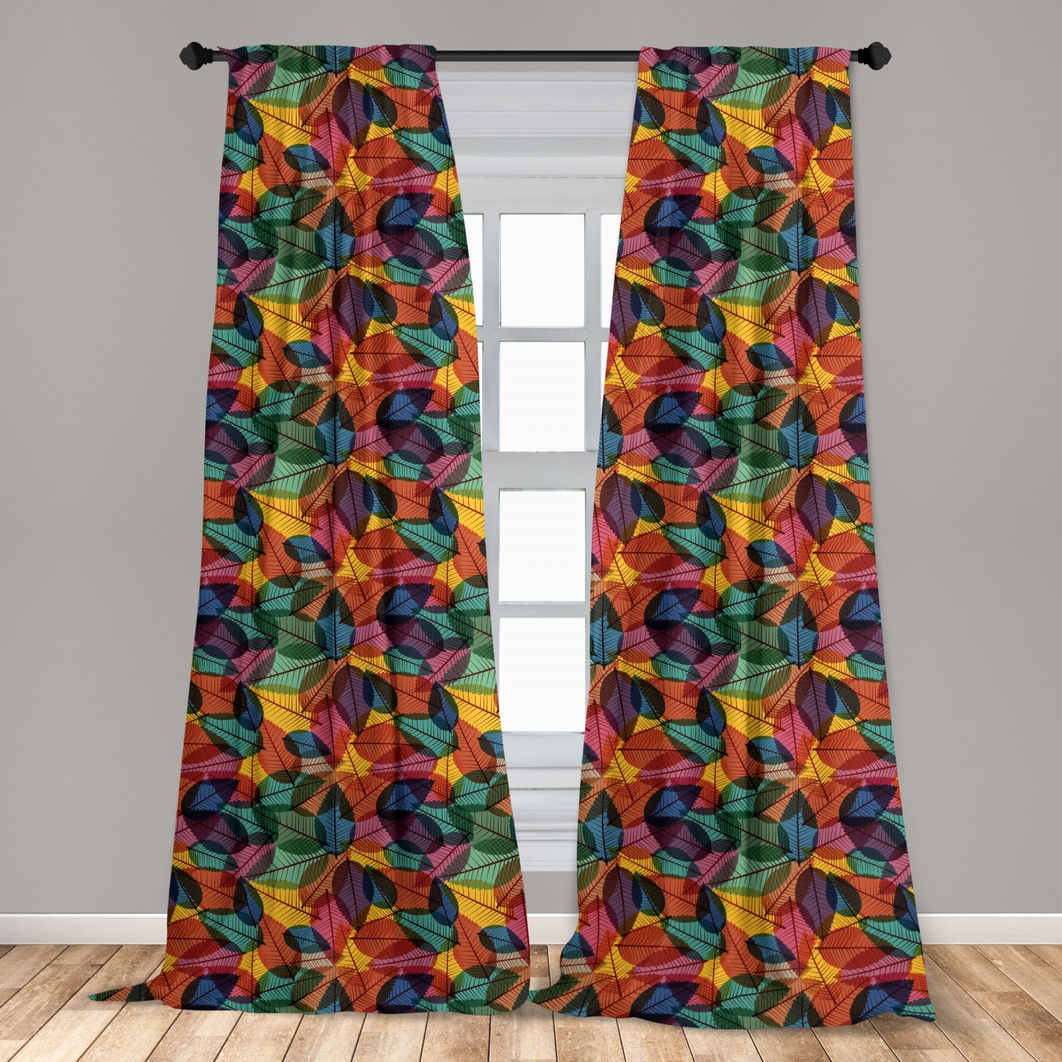 Woodland Curtains 2 Panels Set, Colorful and Abstract Nature Inspired ...