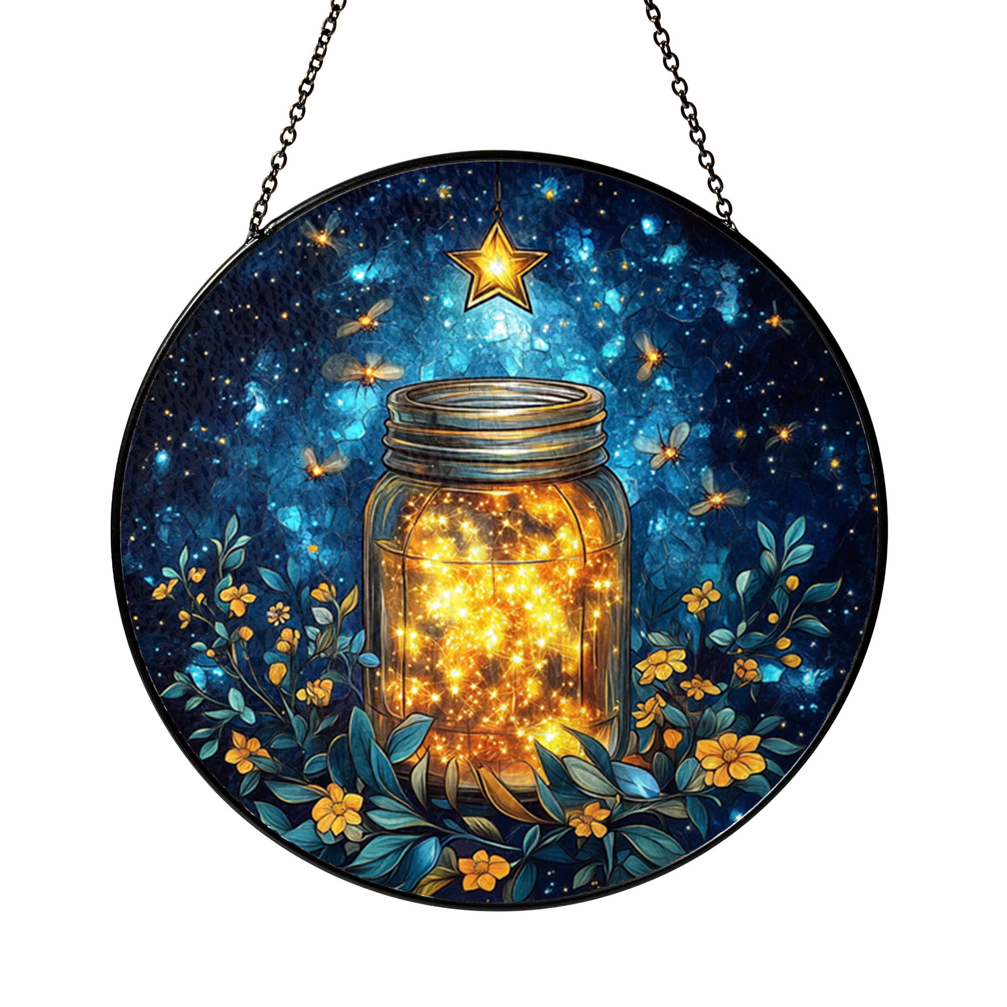 Woodland Firefly Night Stained Glass Suncatcher Window Decor, Forest ...