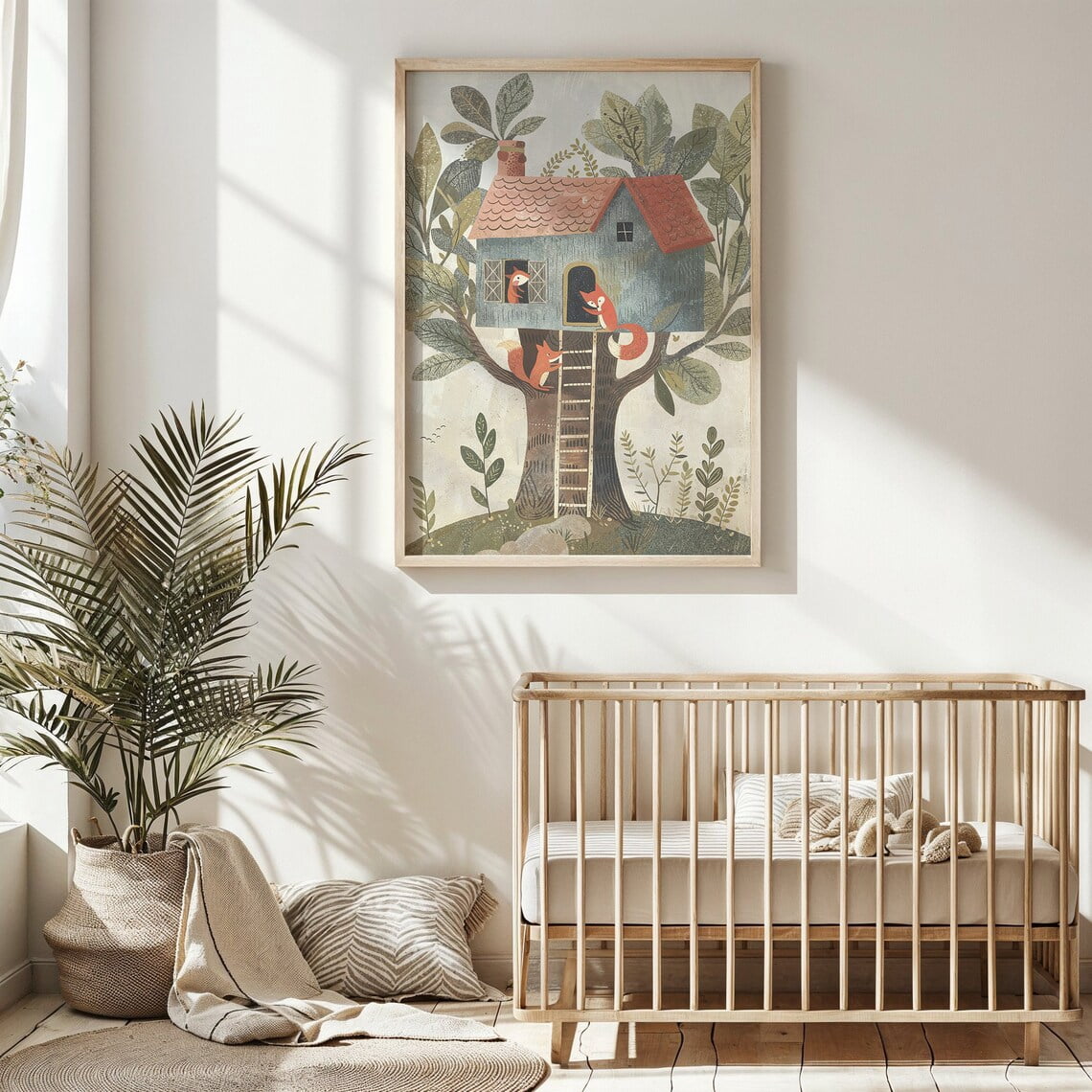 Woodland Foxes Treehouse Print, Nursery Wall Art, Kids Forest Animal ...