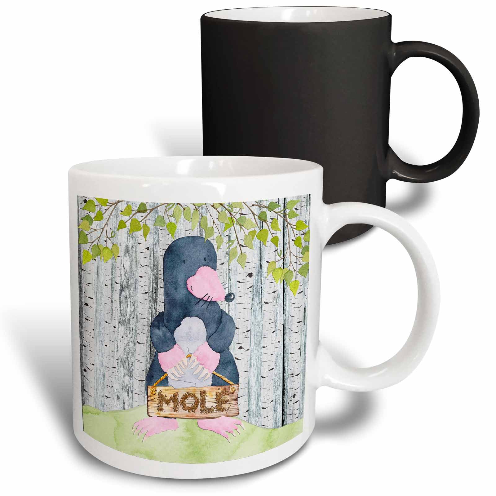 3drose, Woodland Friends- Black Mole in Spring Holding a Name Board ...