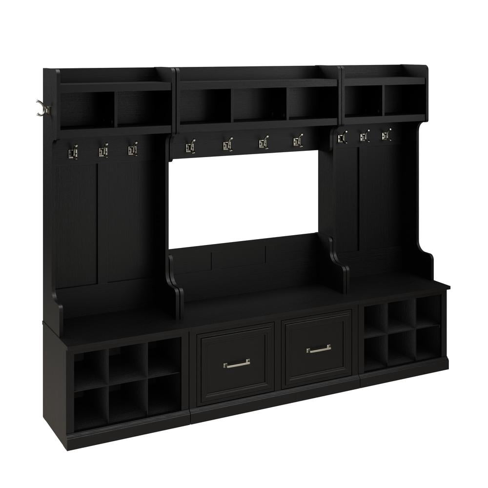 Woodland Full Entryway Storage Set with Doors in Black Oak - Engineered ...