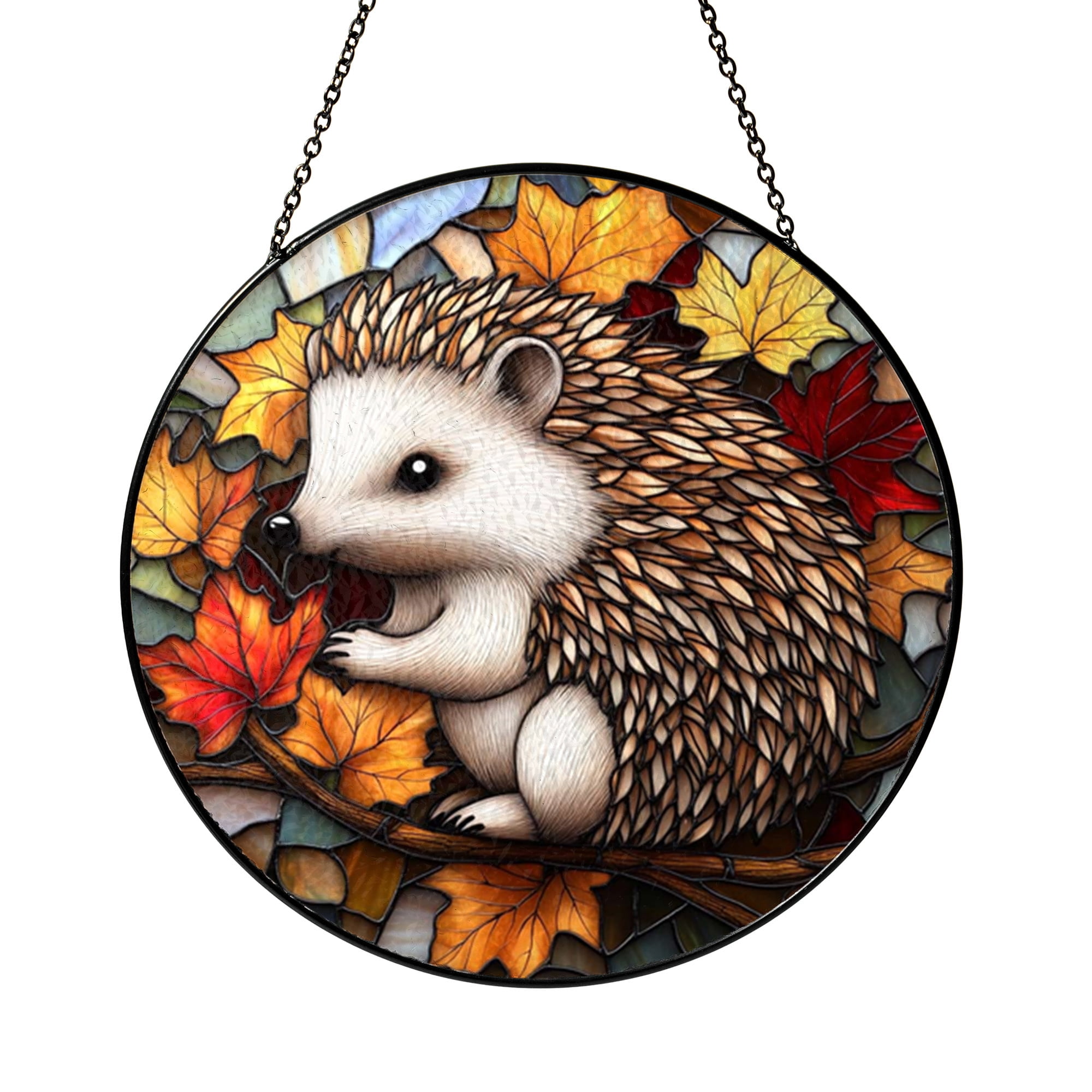 Woodland Hedgehog Stained Glass Style Suncatcher Window Hanging Decor ...