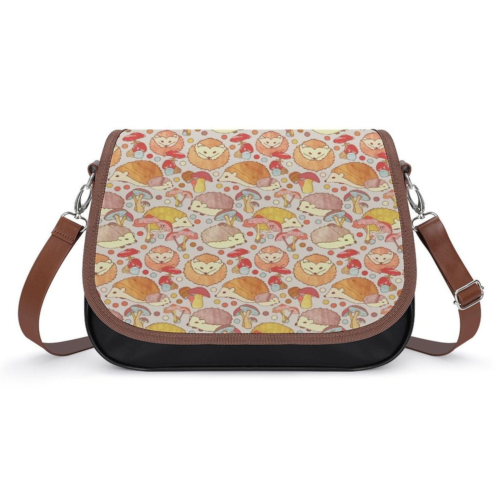 Woodland Hedgehogs Vintage Crossbody Bag for Women Medium Leather Hobo ...