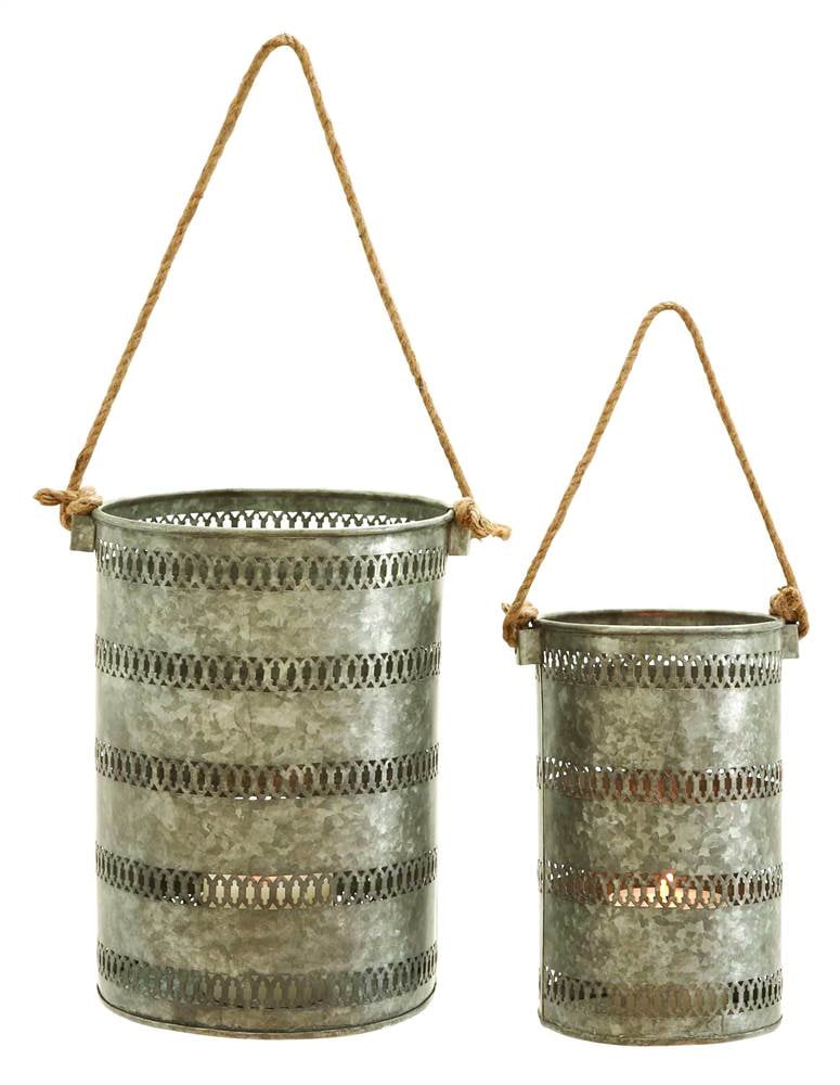 Woodland Import 38188 Elegant Metal Galvanized Lantern - Set of 2 ...