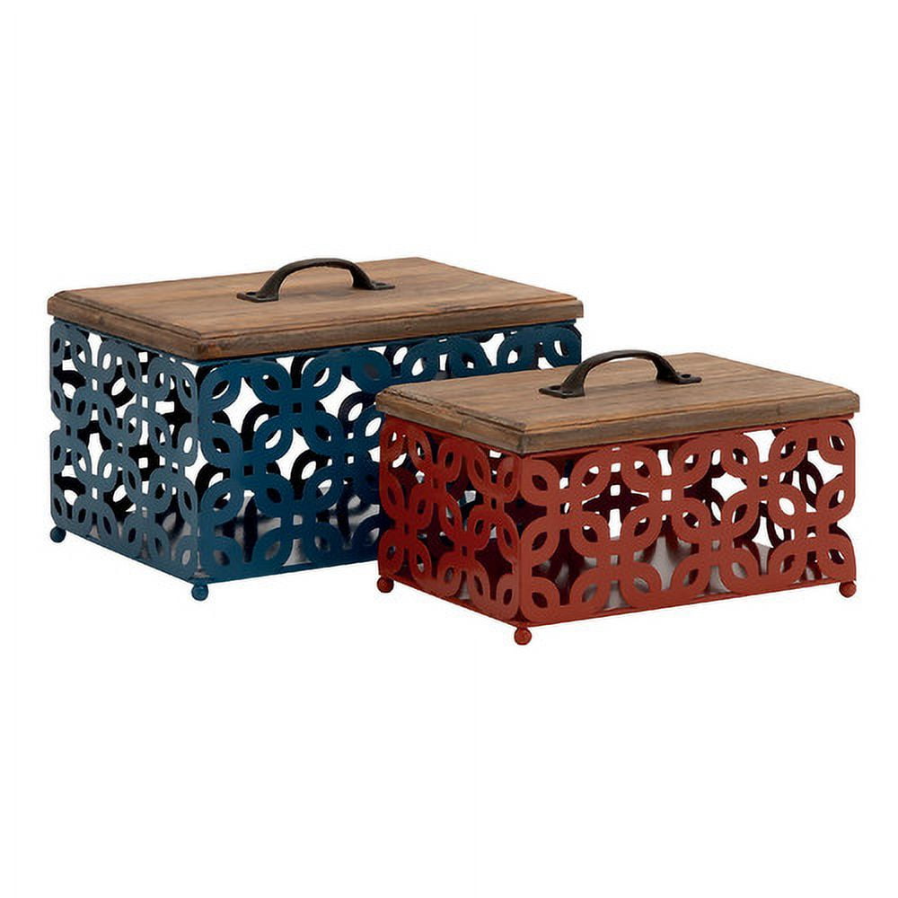 Woodland Imports 2 Piece Simply Beautiful Metal Wood Box Set - Walmart.com