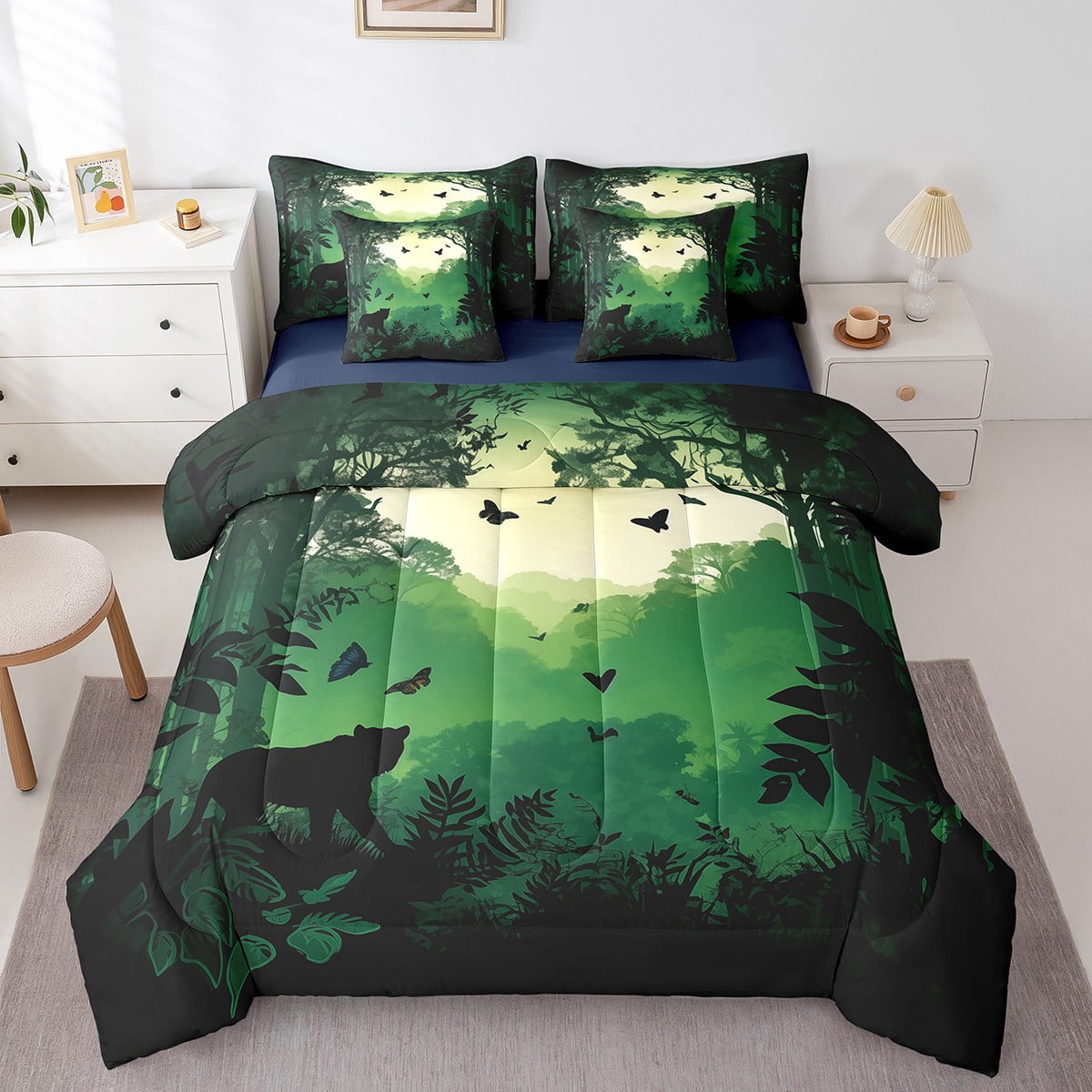 Woodland Jungle Comforter Set King Size,Cheetah Leopard Bed in a Bag ...