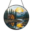 Woodland Log House Scene Stained Glass Window Hanging - Walmart.com
