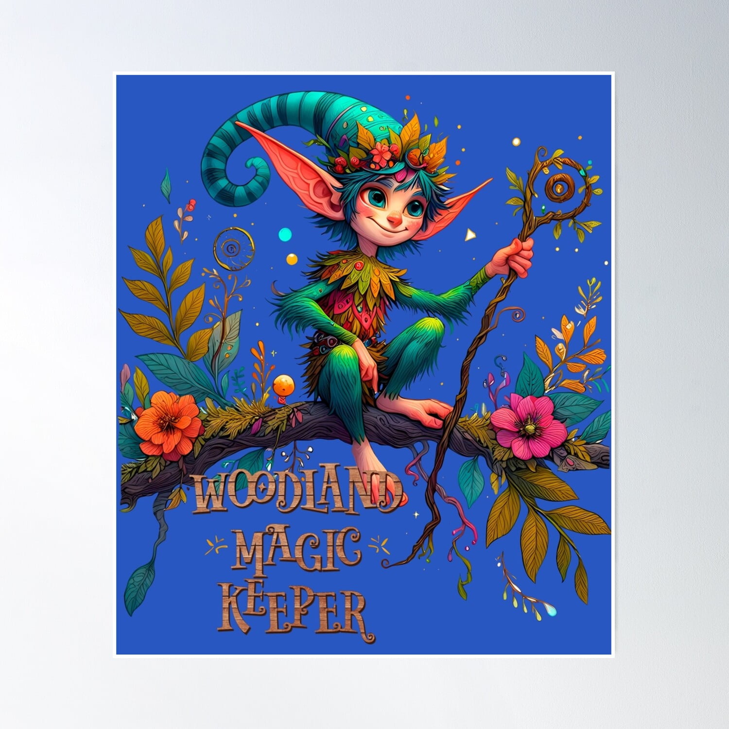 Woodland Magic Keeper - Elf Cartoon Poster Wall Art, Modern Wall Decor ...
