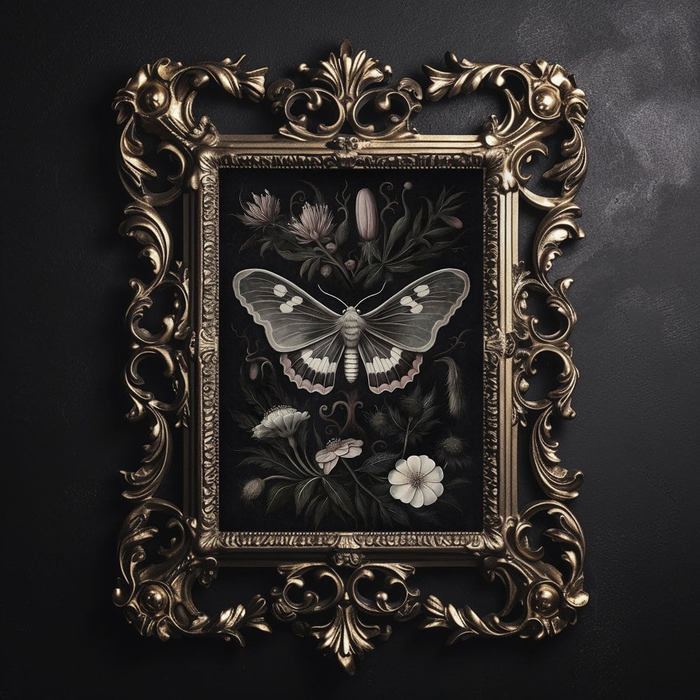 Woodland Moth, Moody Butterfly Print, Botanical Moth Print, Goblincore ...