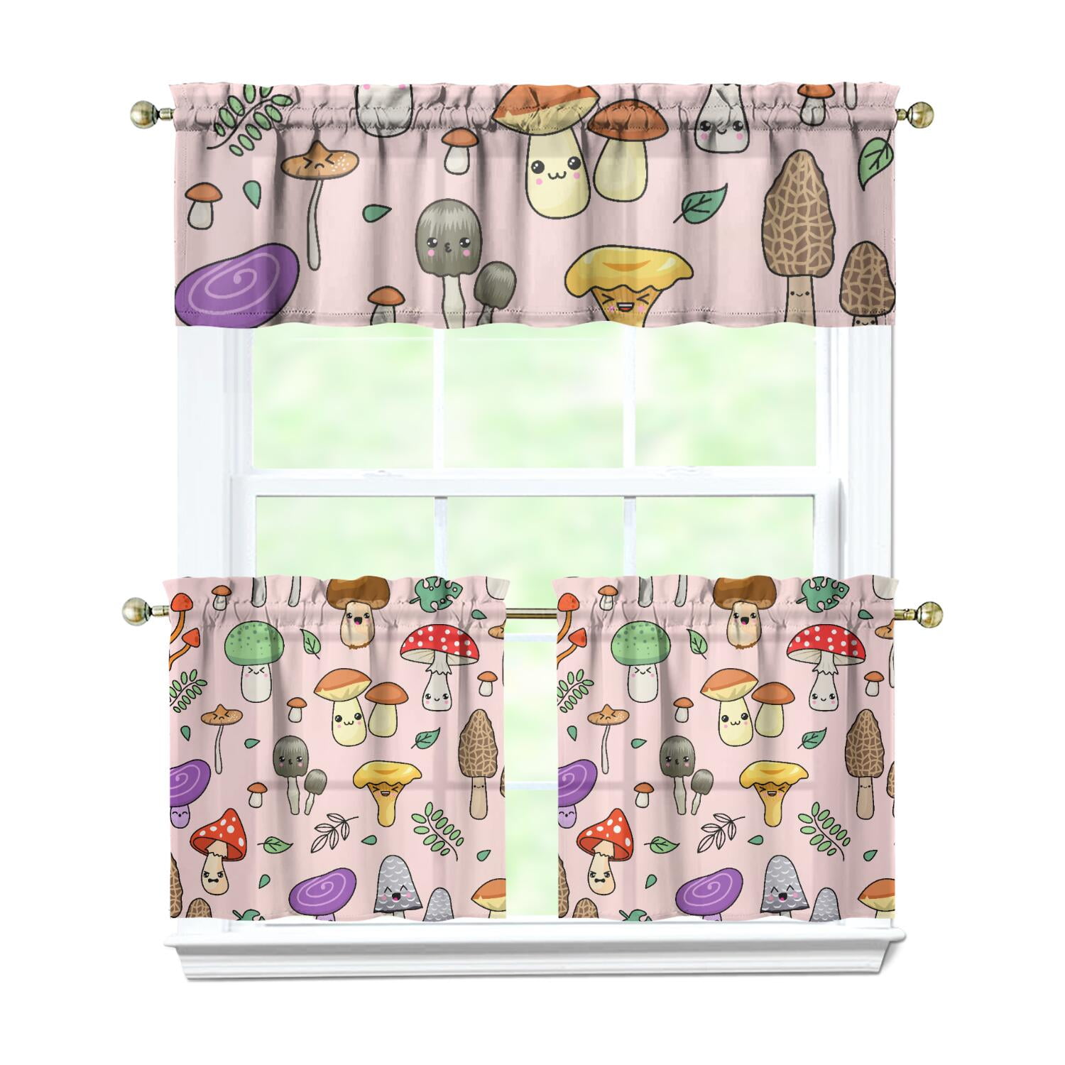 Woodland Mushroom Window Treatment Panels 3 Piece Set - Whimsical ...