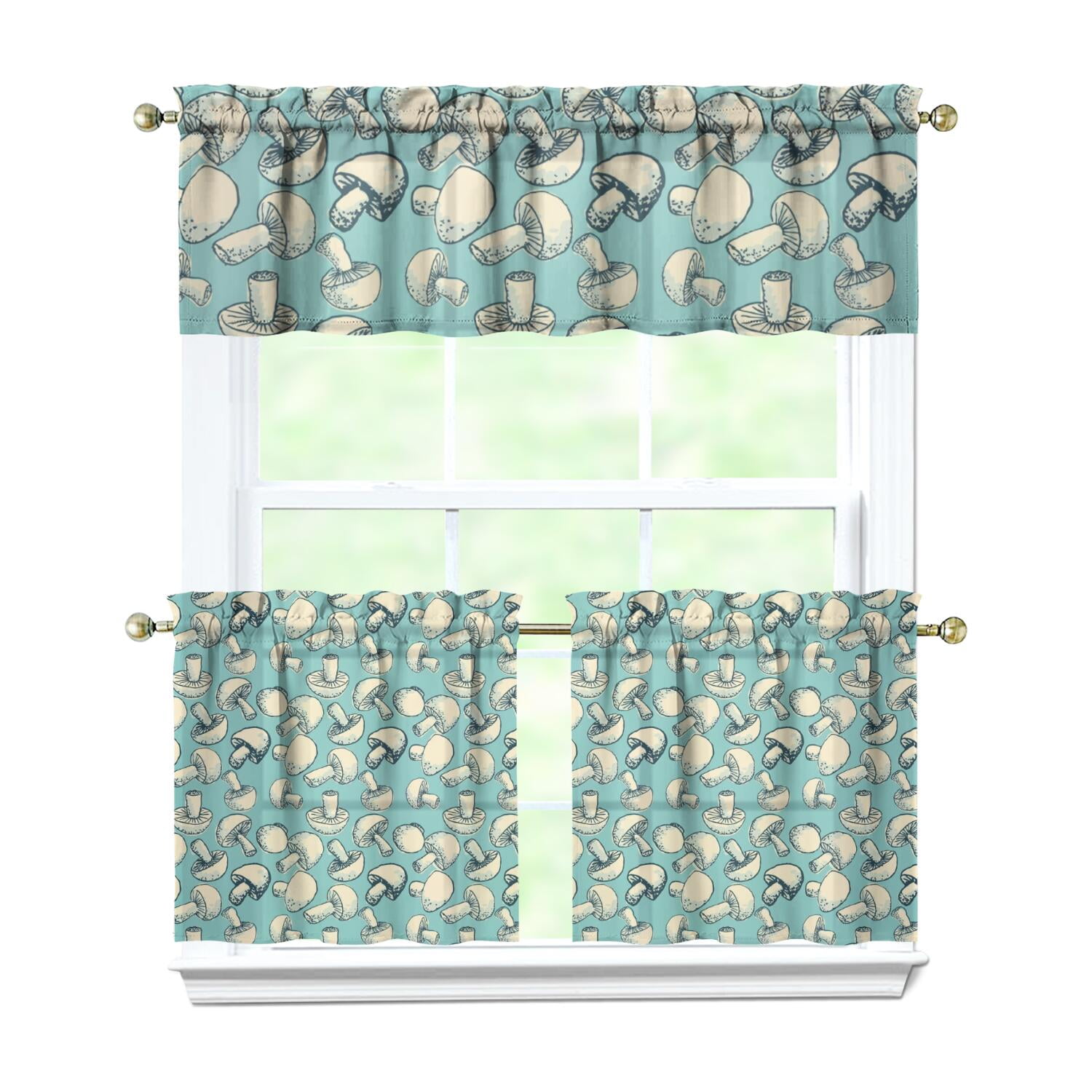 Woodland Mushroom Window Treatment Panels 3 Piece Set - Whimsical ...