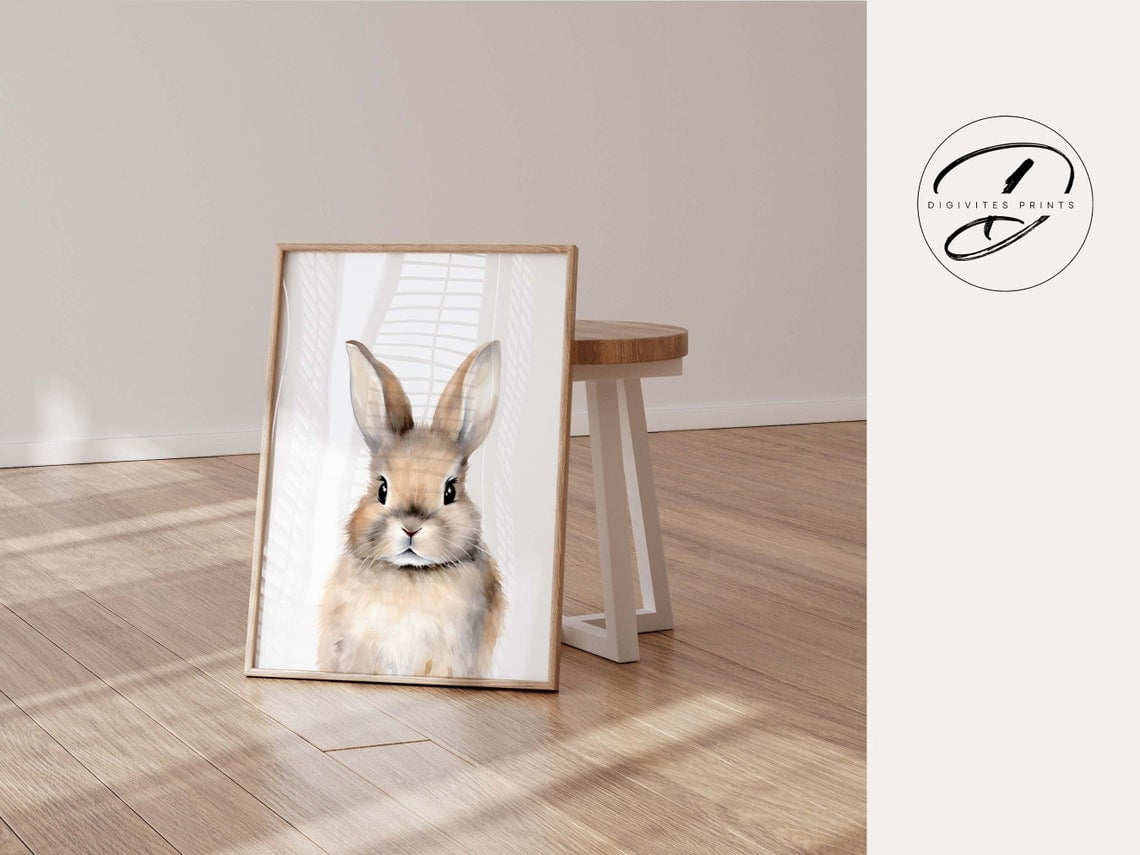 Woodland Nursery Wall Art, Baby Rabbit In Watercolour, Nursery Decor ...