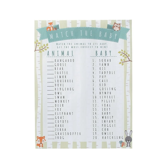 Woodland Party Match Game - Party Favors - 25 Pieces - Walmart.com