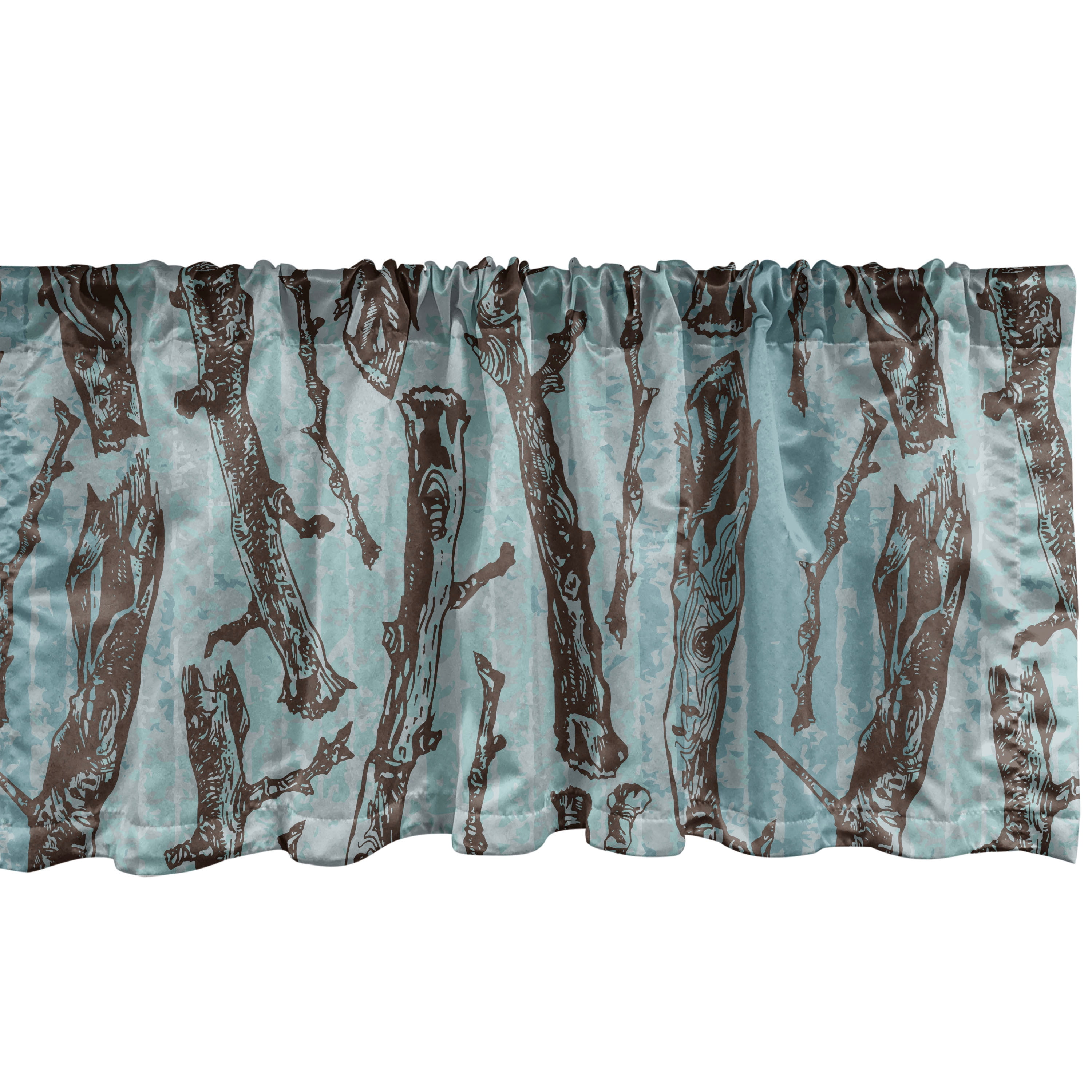 Woodland Pattern Window Valance, Sketch Style Drawn Tree Branches on ...
