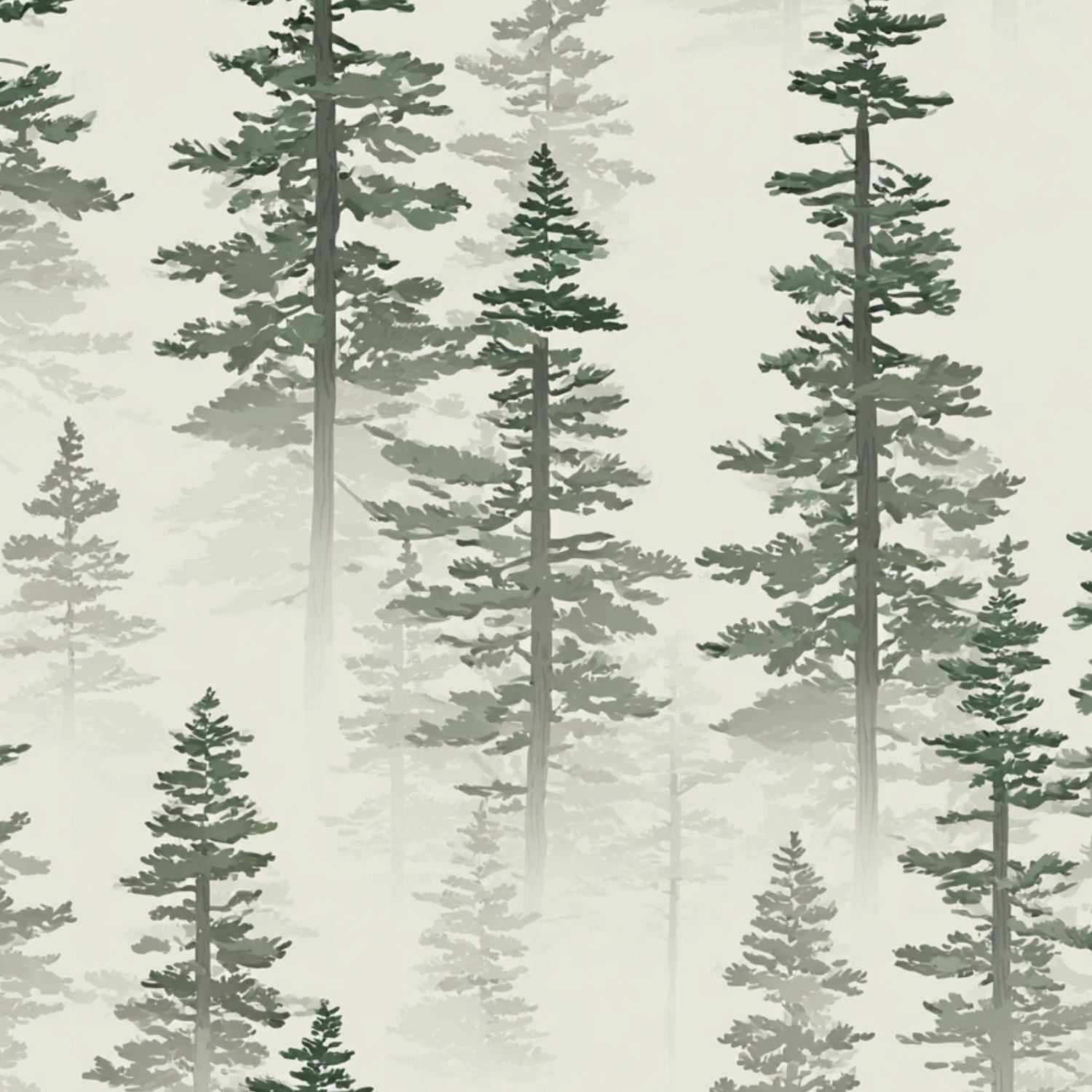 Woodland Peel and Stick Wallpaper 23.6in x 9.8ft Pine Forest Misty ...