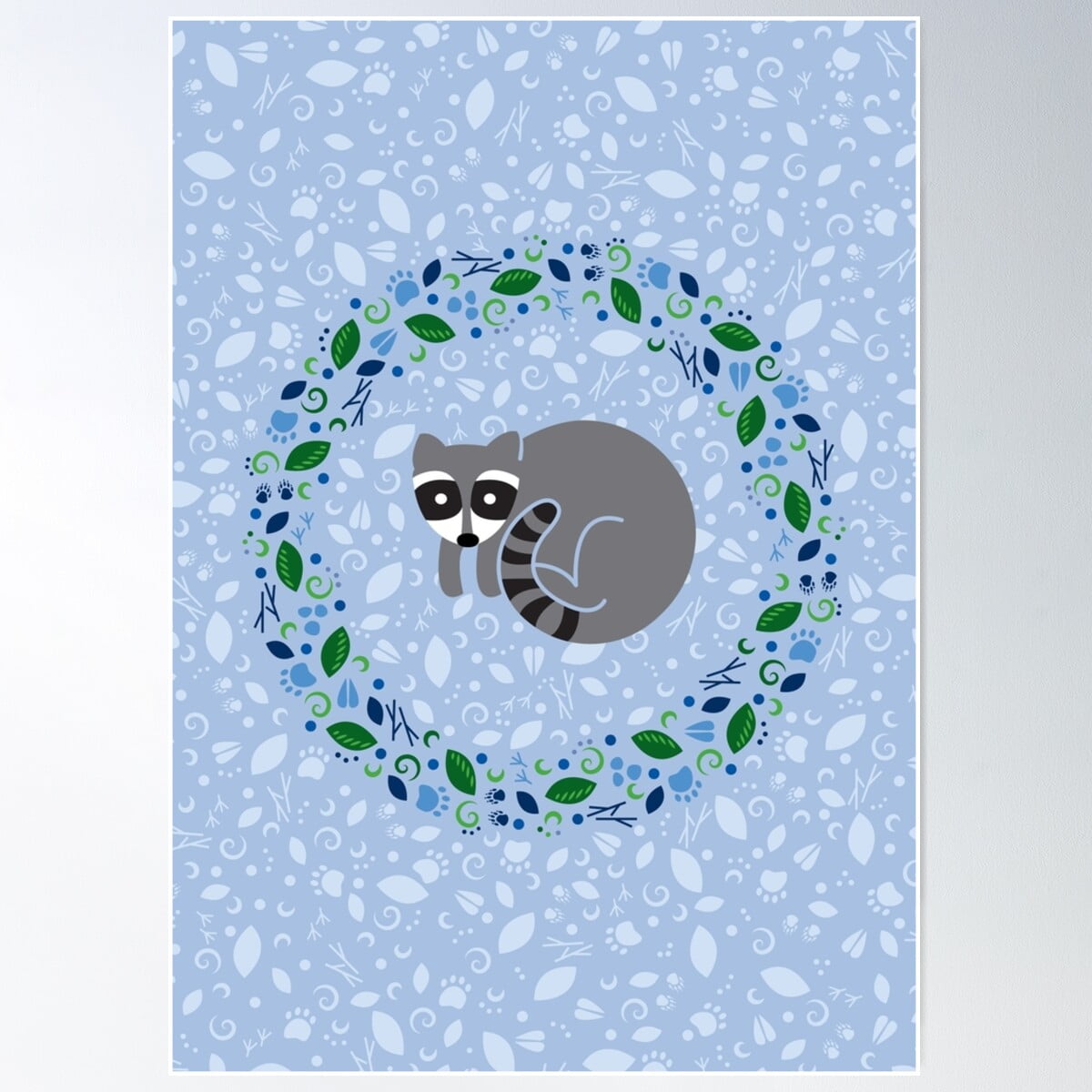 Woodland Raccoon Poster Wall Art, Modern Wall Decor For Living Room ...