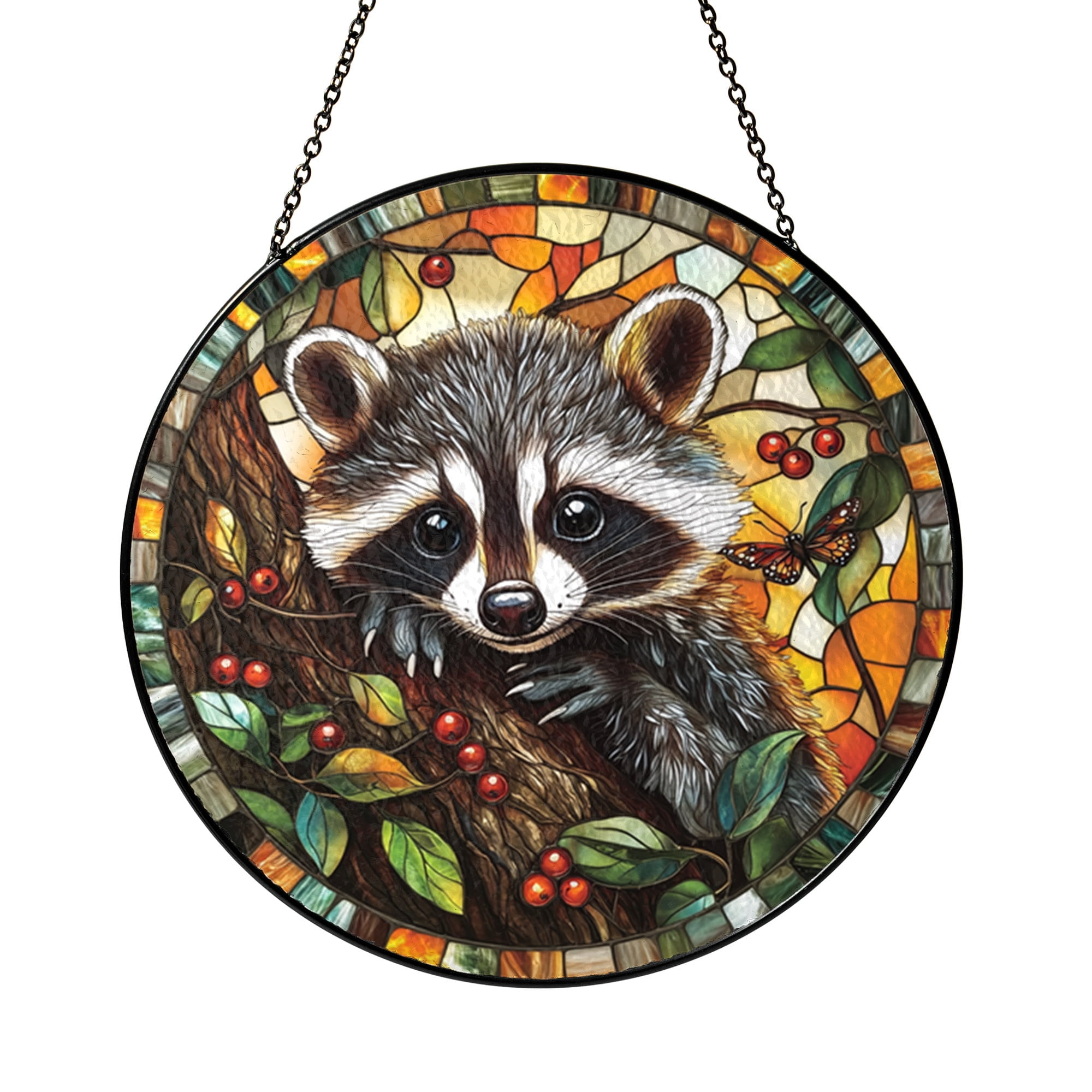 Woodland Raccoon Stained Glass Suncatcher – Cabin Window Decor ...