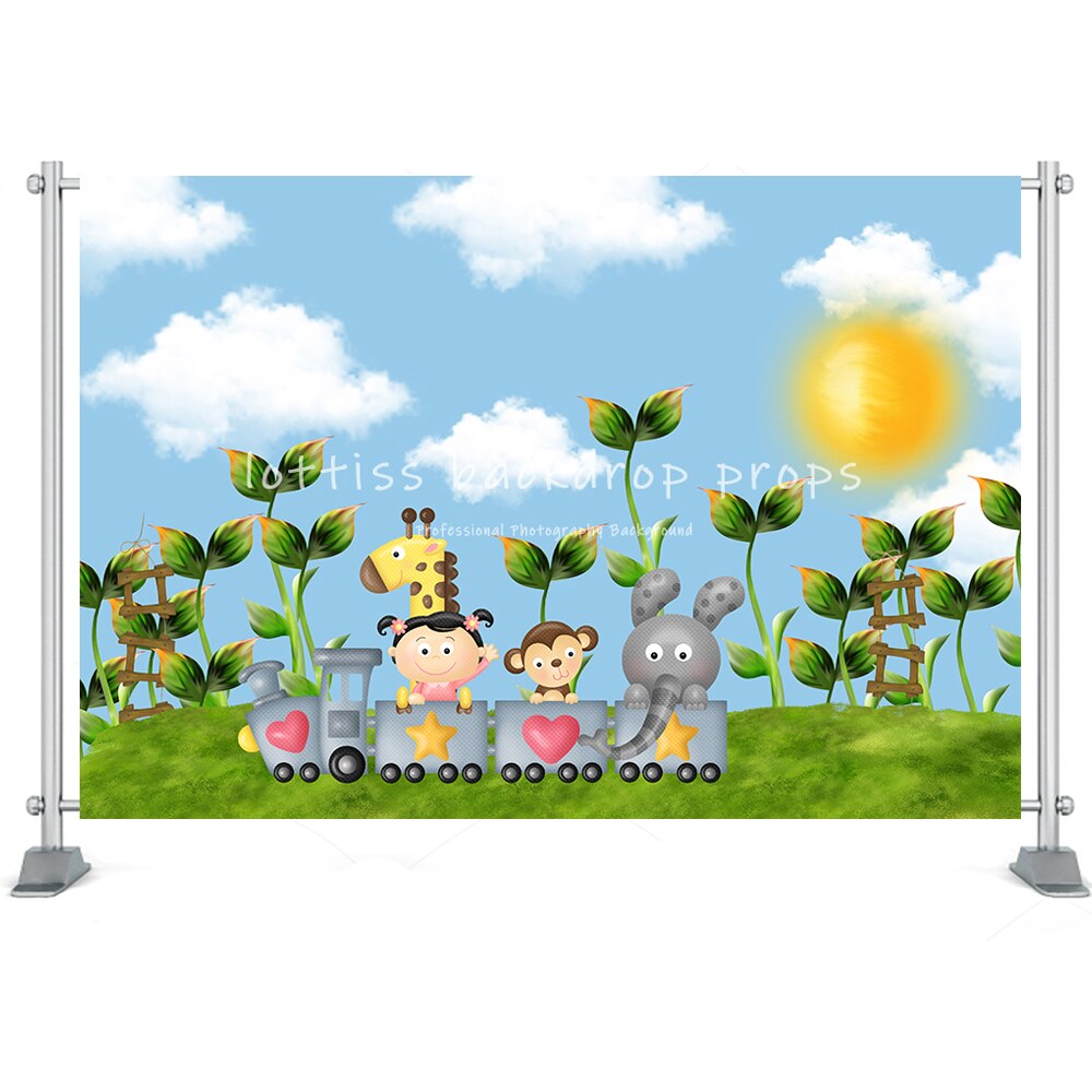 Woodland Safari Jungle Animals Background Newborn Kids Portrait Photo ...