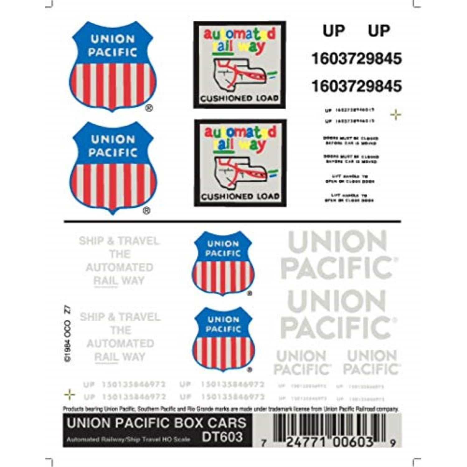Woodland Scenics WOO603 Union Pacific Box Cars, Dry Transfer - Walmart.com