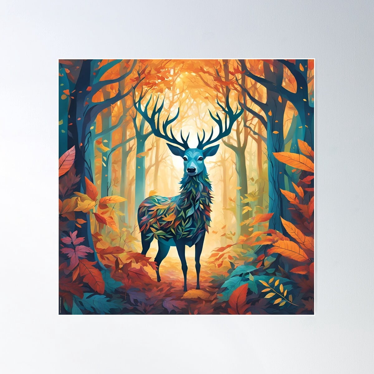 Woodland Spirit: The Deer Woven From Leaves And Branches Poster Wall ...