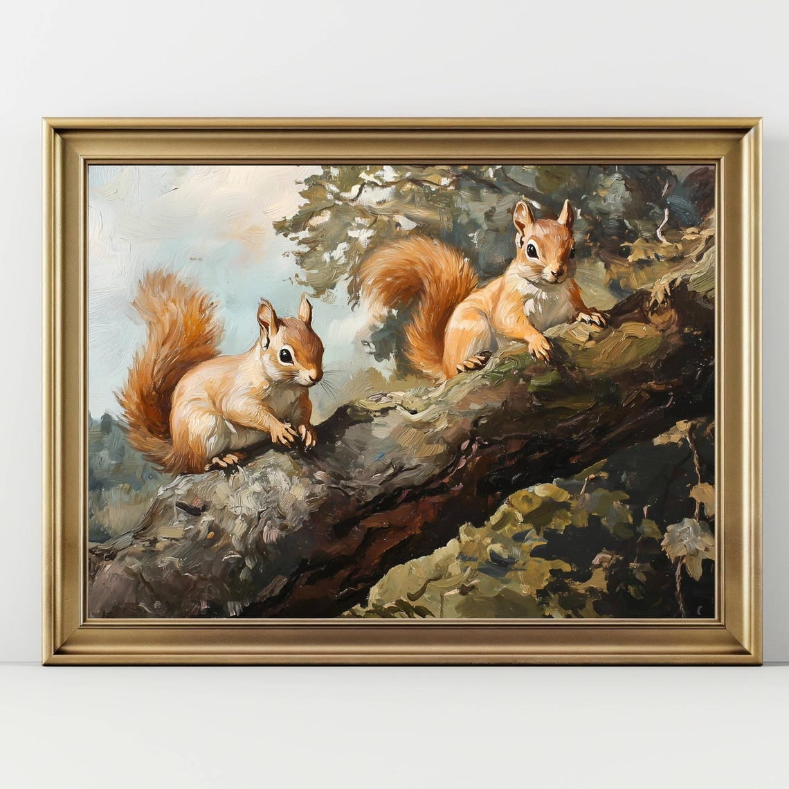 Woodland Squirrel Wall Art – Rustic Animal Forest Print, Whimsical ...