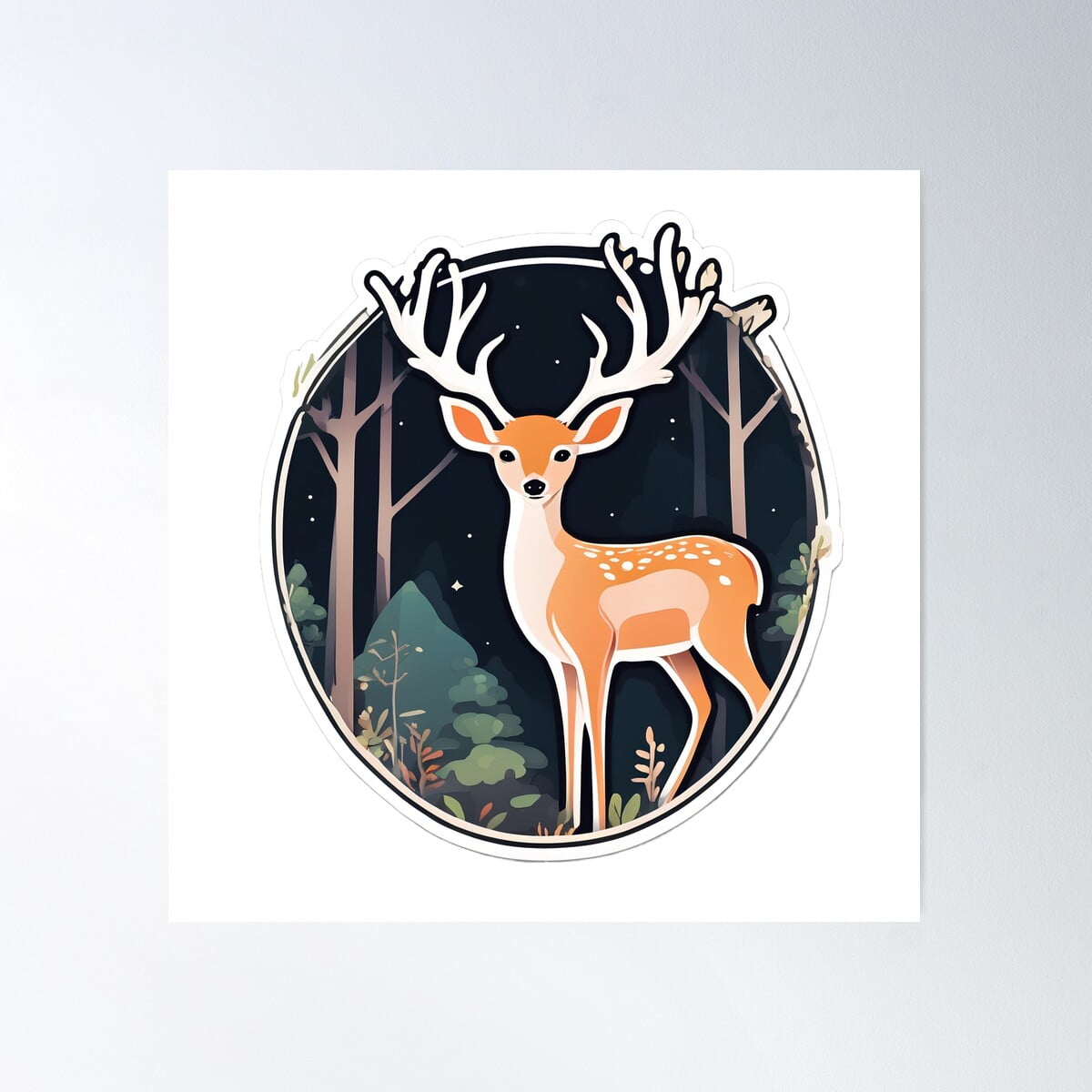 Woodland Stag Poster Wall Art, Modern Wall Decor For Living Room ...