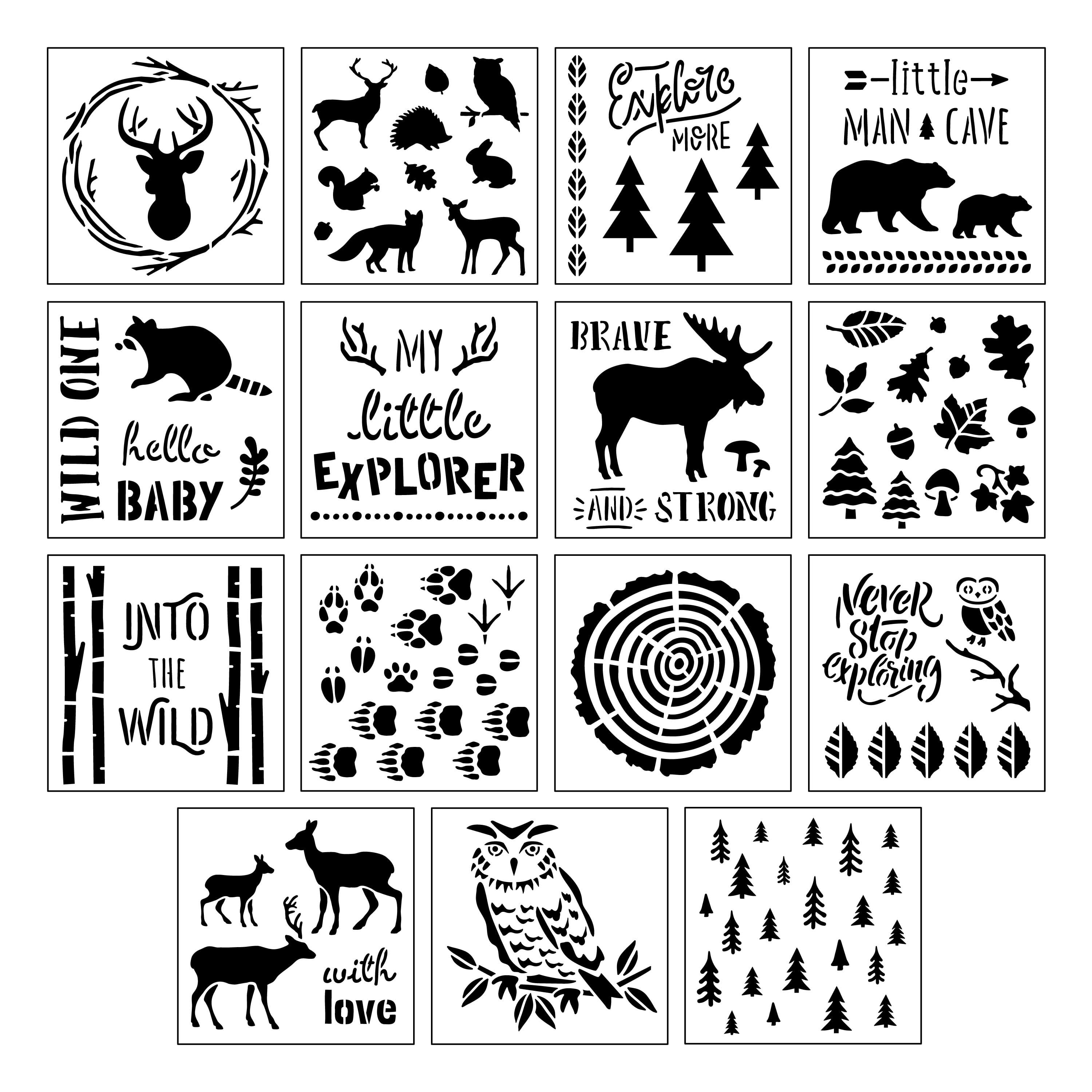 Woodland Stencils by Craft Smart – 12" x 12" Sheets - Reusable ...