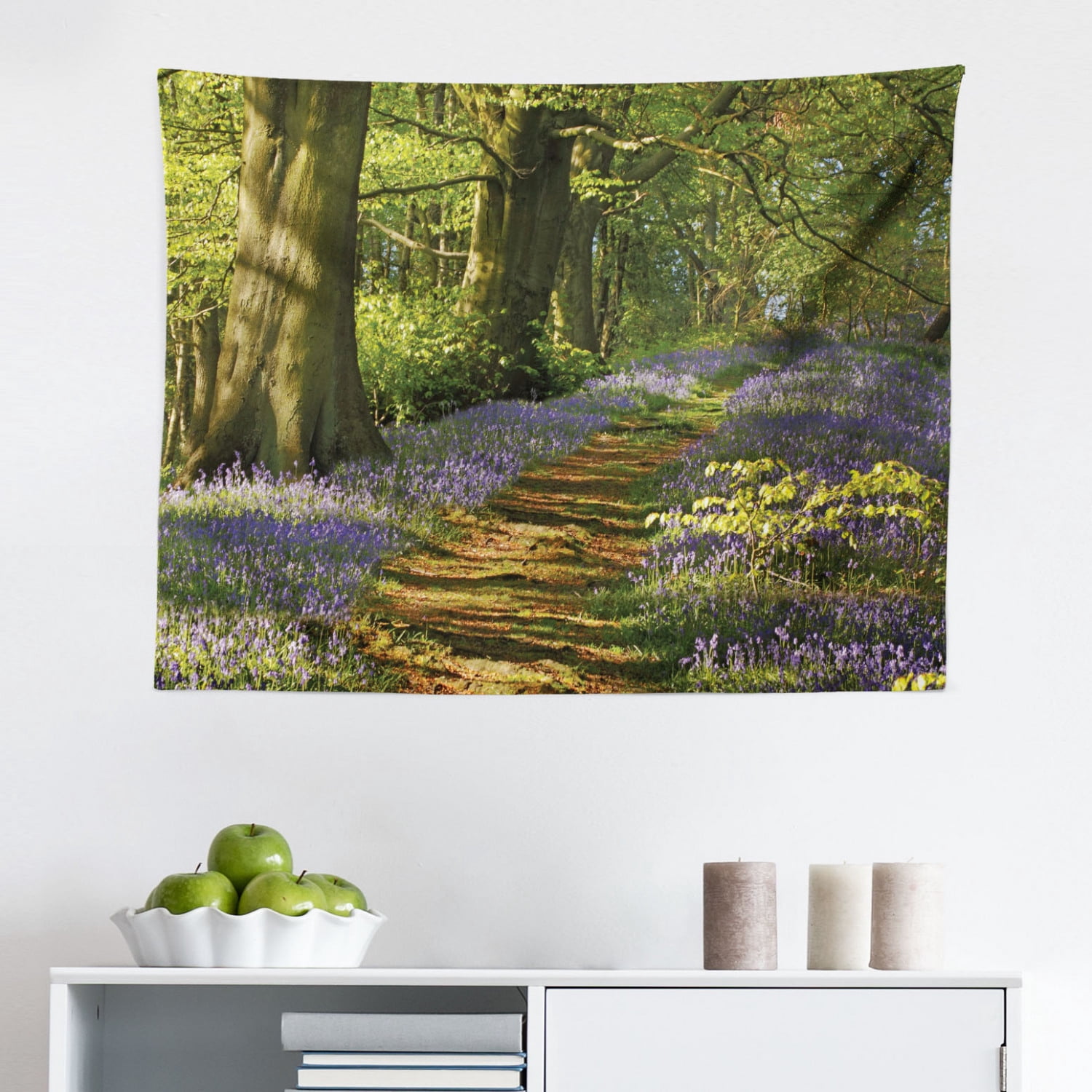 Woodland Tapestry, Forest Scene Trees and Pathway Foliage Trunk ...