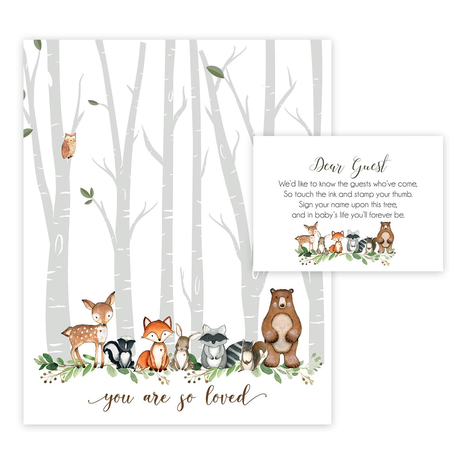 Woodland Thumbprint Sign 11x14 inches and Guest Sign 5x7 inches ...