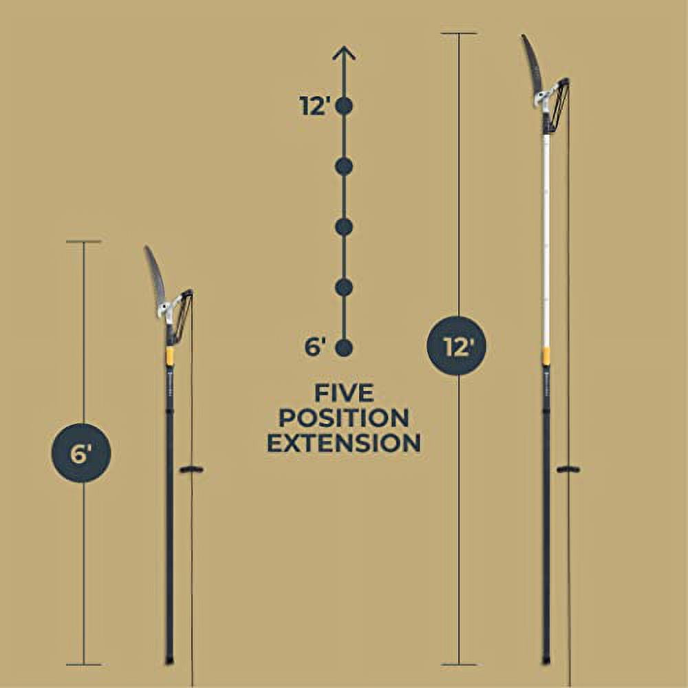 Woodland Tools Co. 12' Extendable Tree Pruner – Regular Duty Pole Saw ...