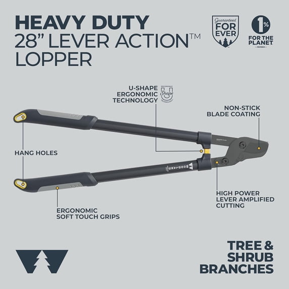 Woodland Tools Heavy Duty Lopper – 28 Inch Lever-Action Cutter with ...