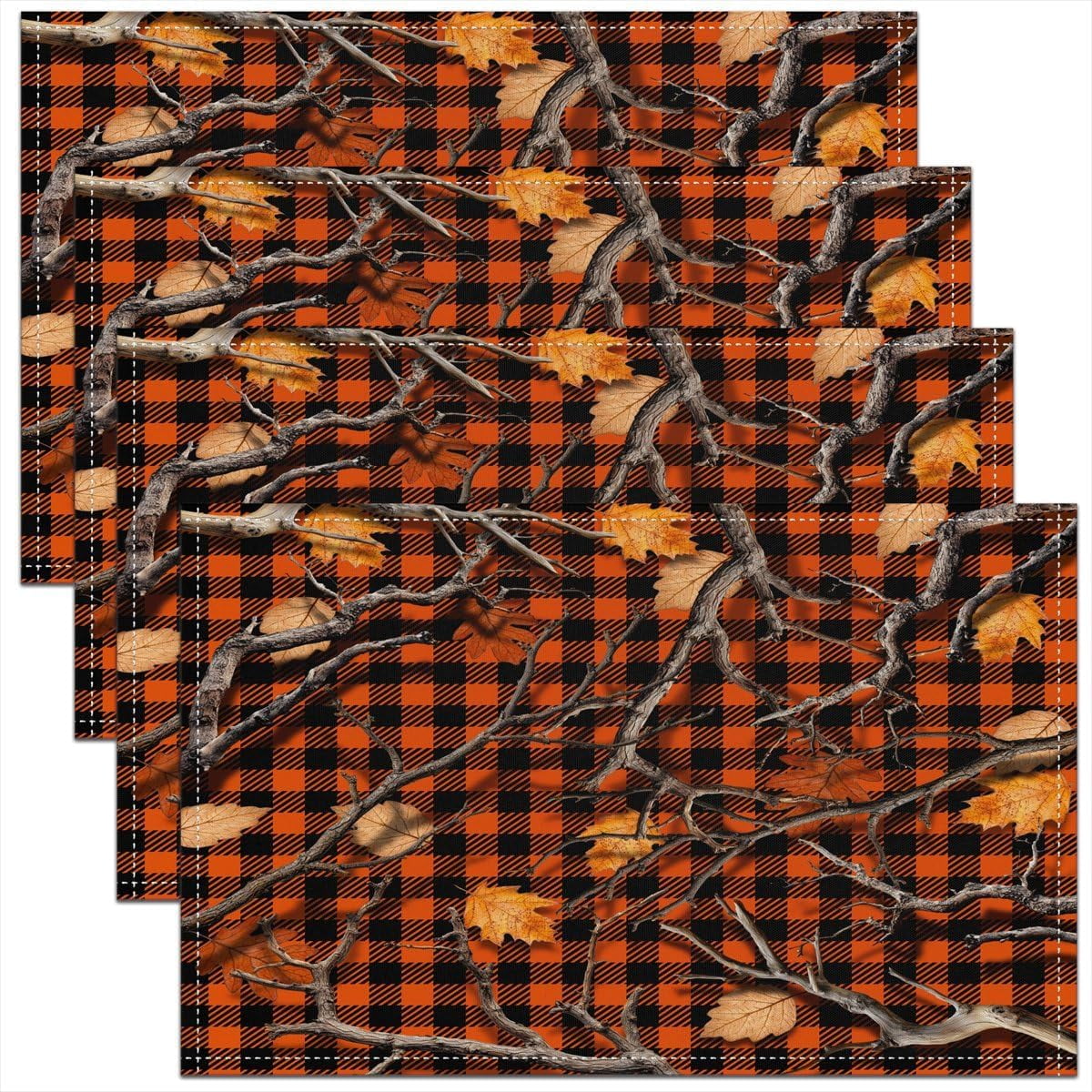 Woodland Tree Branch Placemats Set of 4 12x18 Camouflage Tree Leaves ...