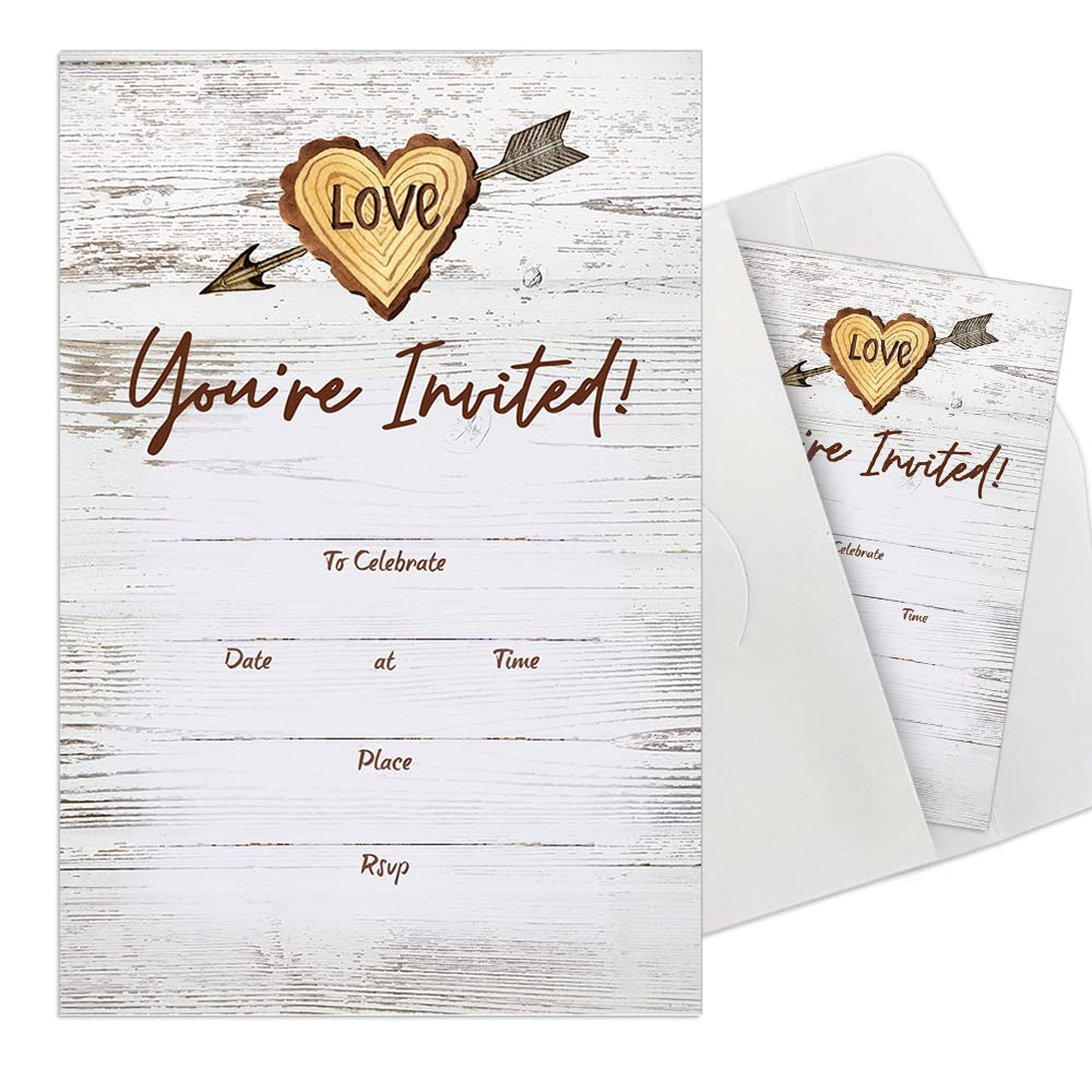 Woodland Whimsy Invitations Set - 15 Rustic Cards and Envelopes for ...
