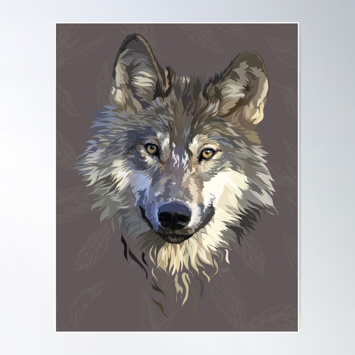 Woodland Wolf Illustration Poster Wall Art, Modern Wall Decor For ...