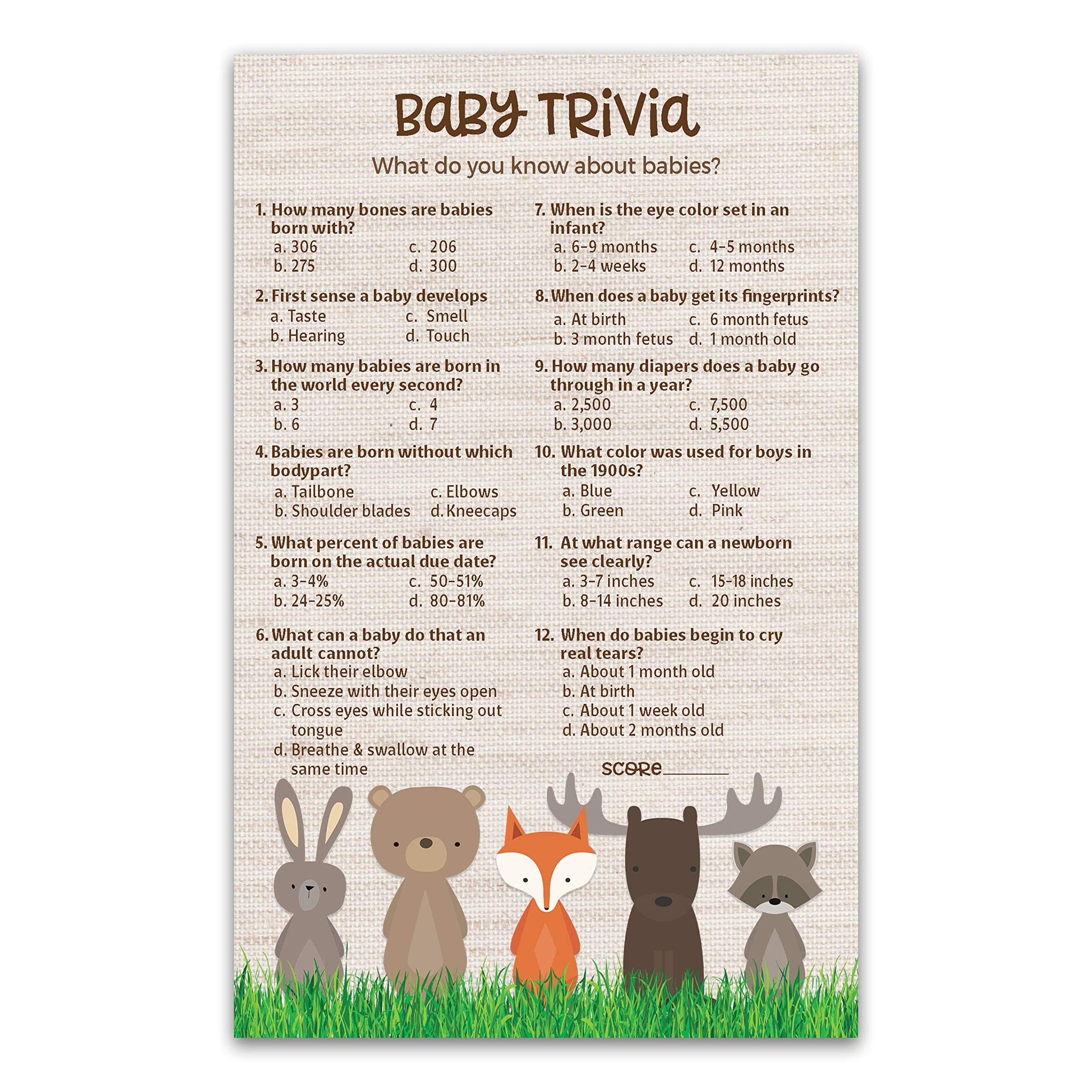 Woodland Wonders Baby Trivia Game Pack - 25 Engaging Gender Neutral ...