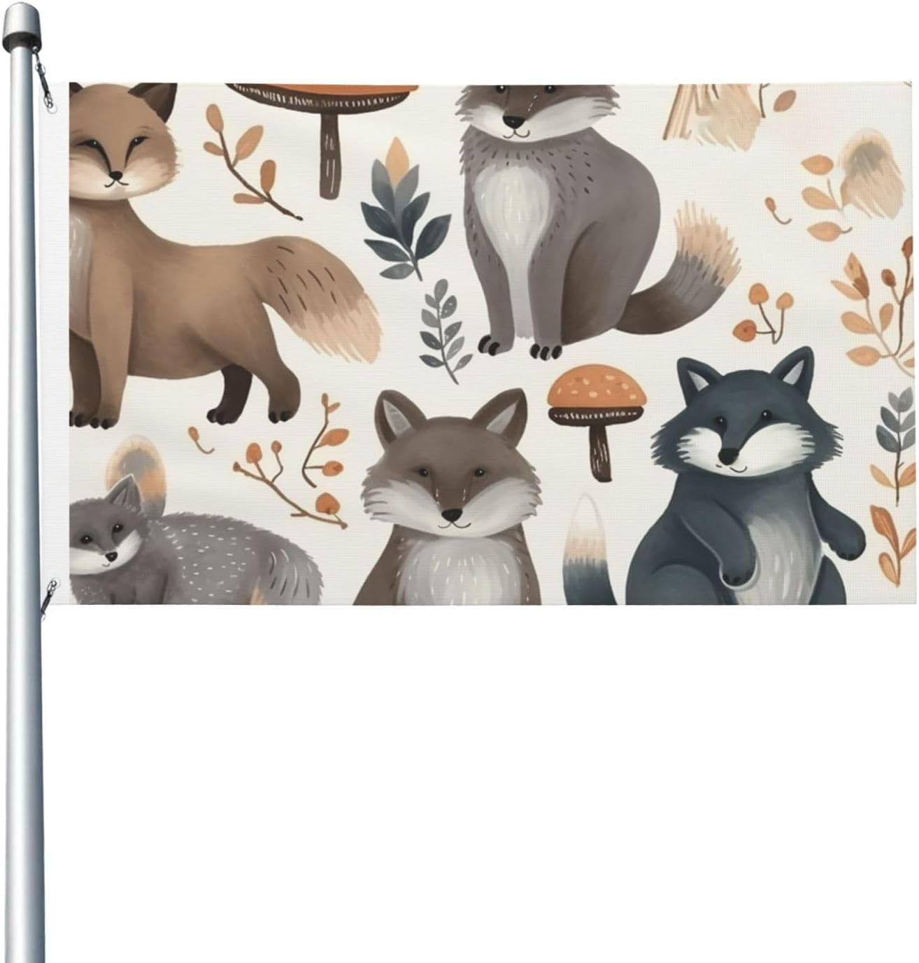 Woodland raccoon animals Flag 4x6 ft Flags for Outside Funny Banner ...