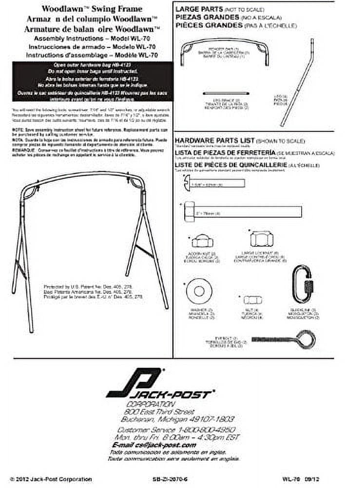Woodlawn Easy to Assemble Patio Swing Frame with Steel Tubing and ...